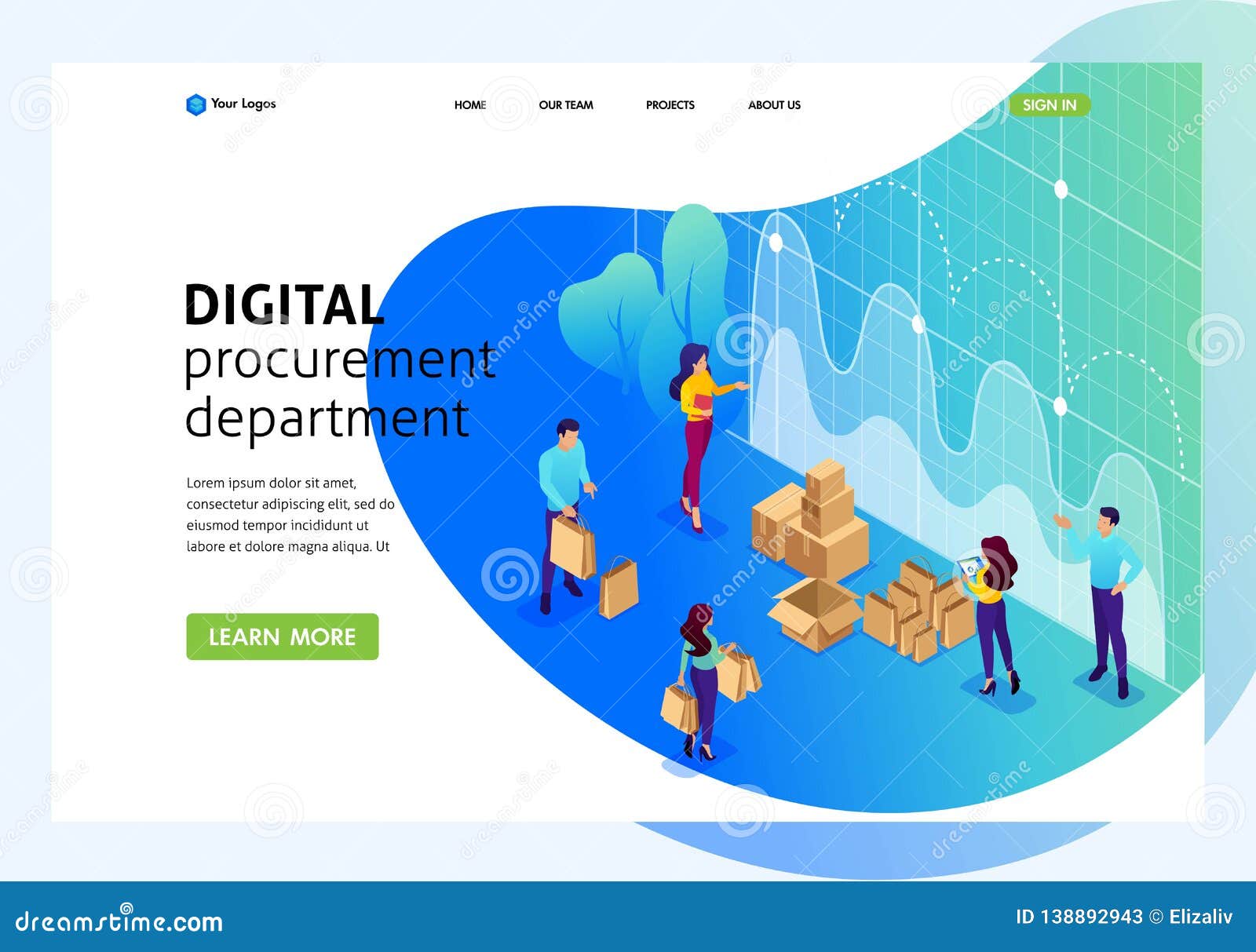 Isometric Bright Concept Concept Of Digital Procurement, Marketing ... Isometric Bright Concept Concept Of Digital Procurement, Marketing ...