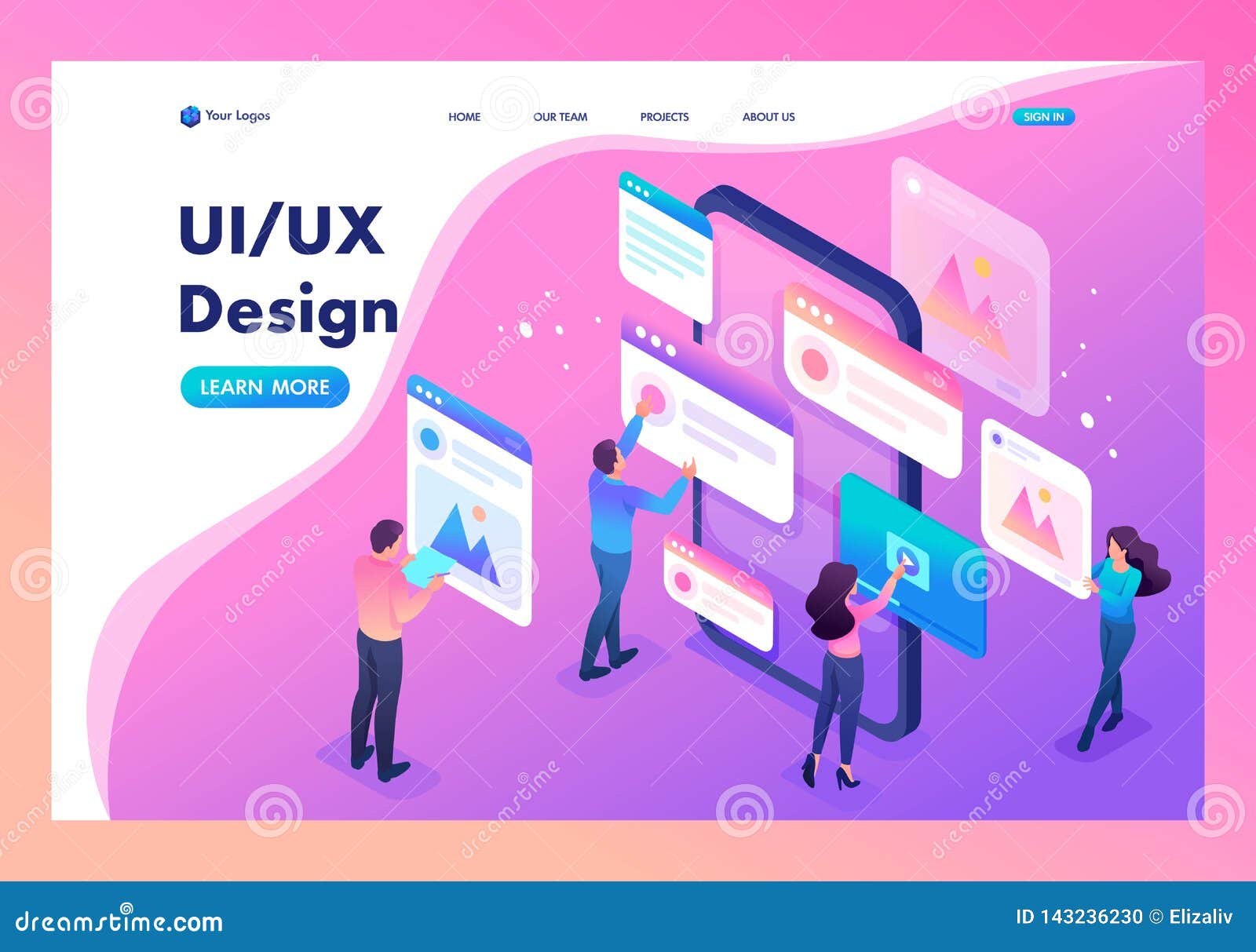 Isometric Process Of Creating Application Design Vector Illustration ...