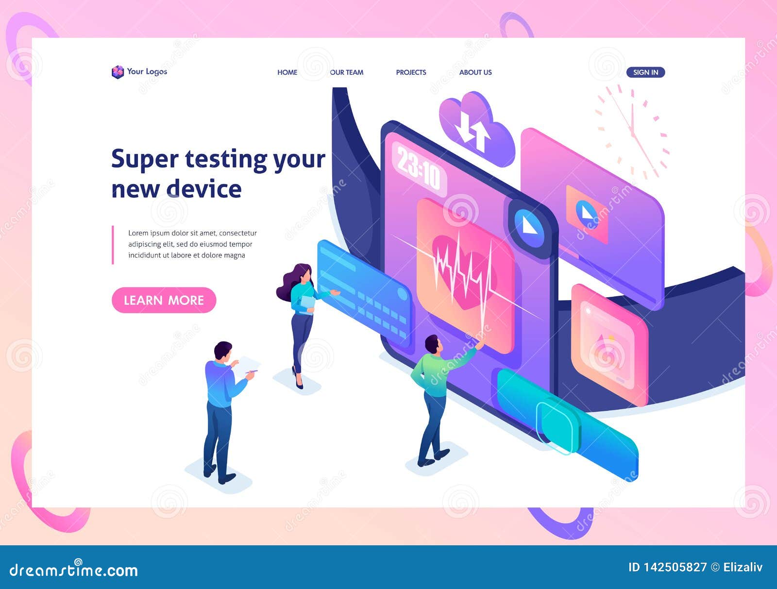 Isometric Bright Concept the Team is Testing Stock Vector ...