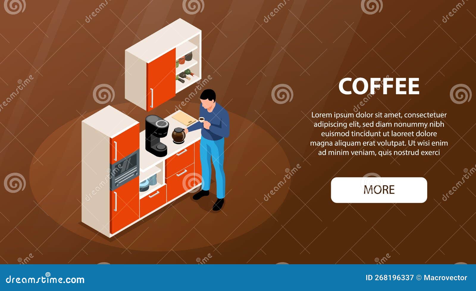 Isometric Coffee Horizontal Banner Stock Vector - Illustration of drink ...