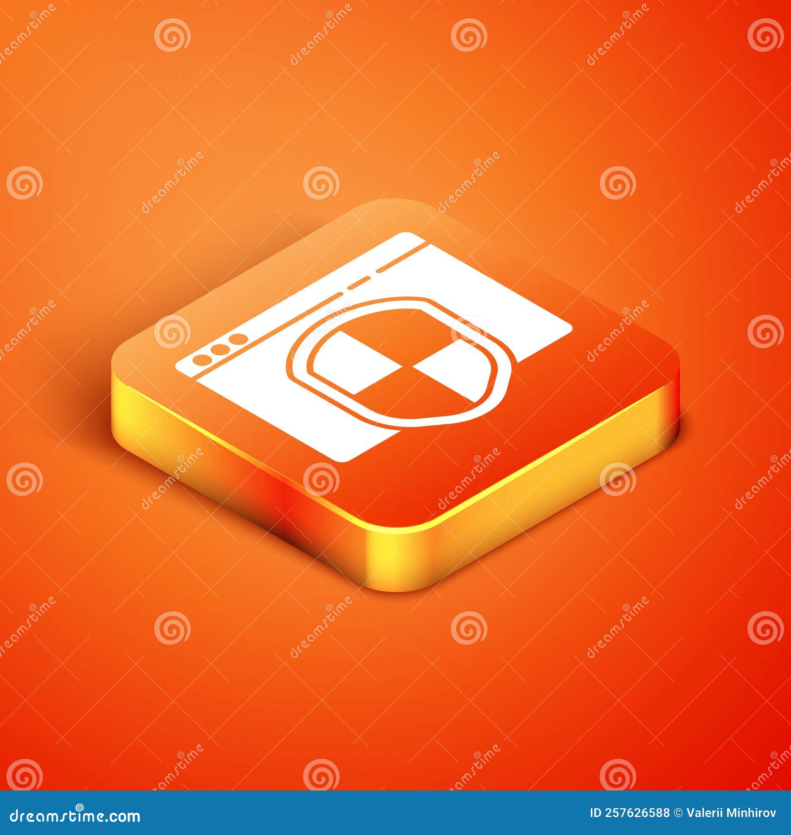 Isometric Browser with Shield Icon Isolated on Orange Background ...
