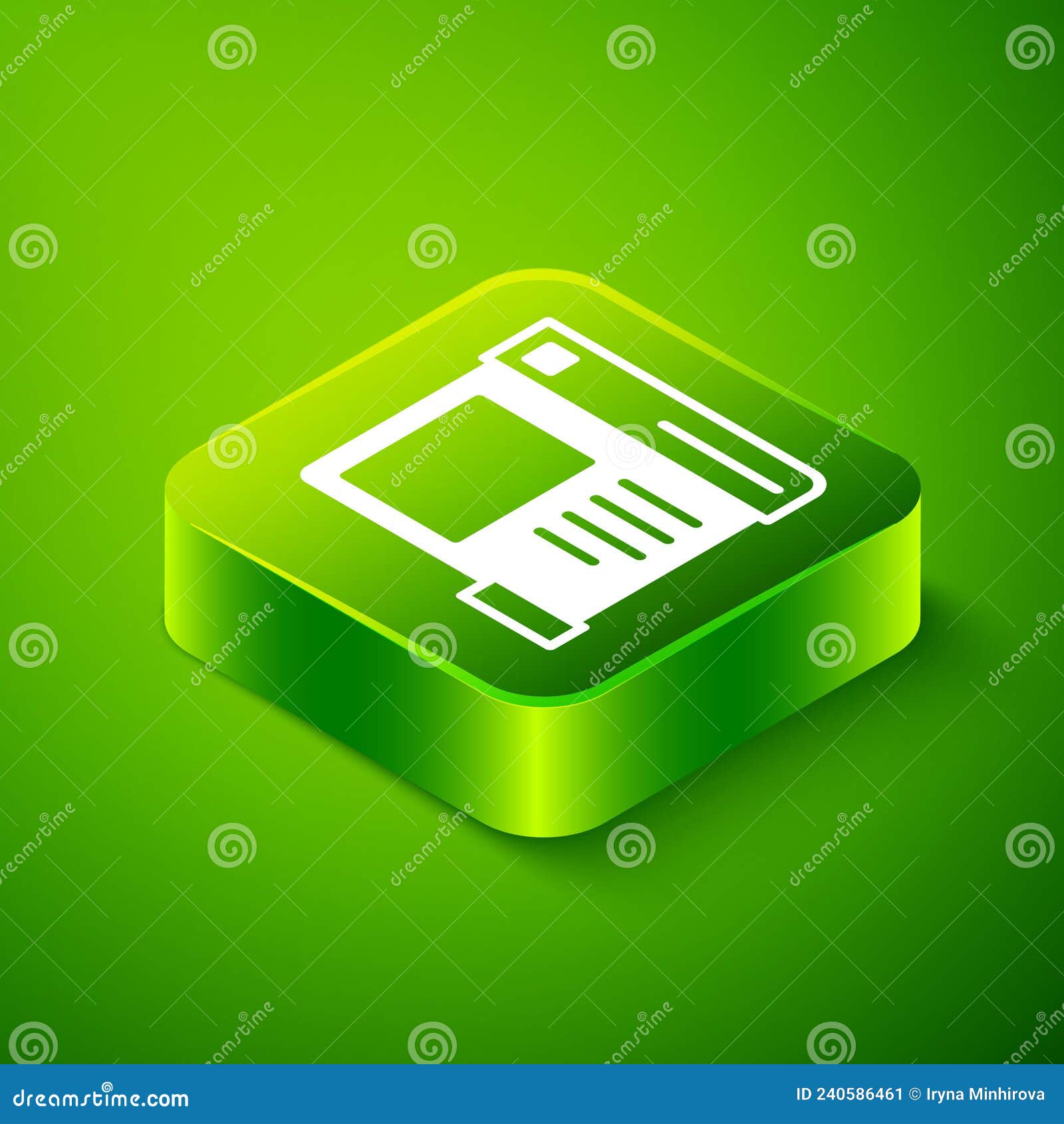 Isometric Browser Window Icon Isolated on Green Background. Green ...