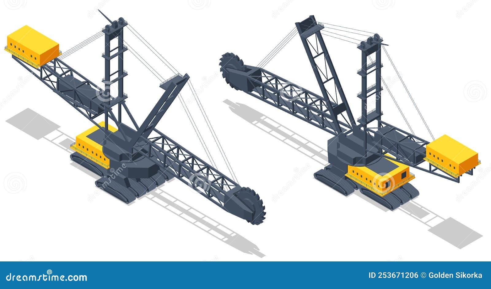 Isometric Dragline Excavators. A Dragline Excavator, Heavy Equipment ...