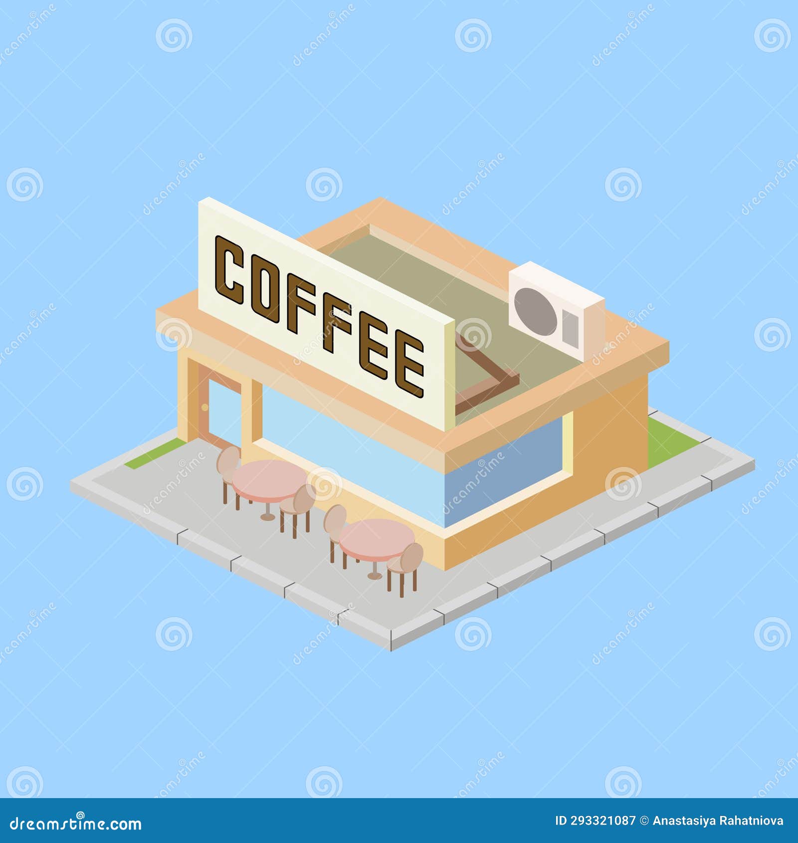 Isometric Building of a Cafe. Vector Illustration Stock Vector ...
