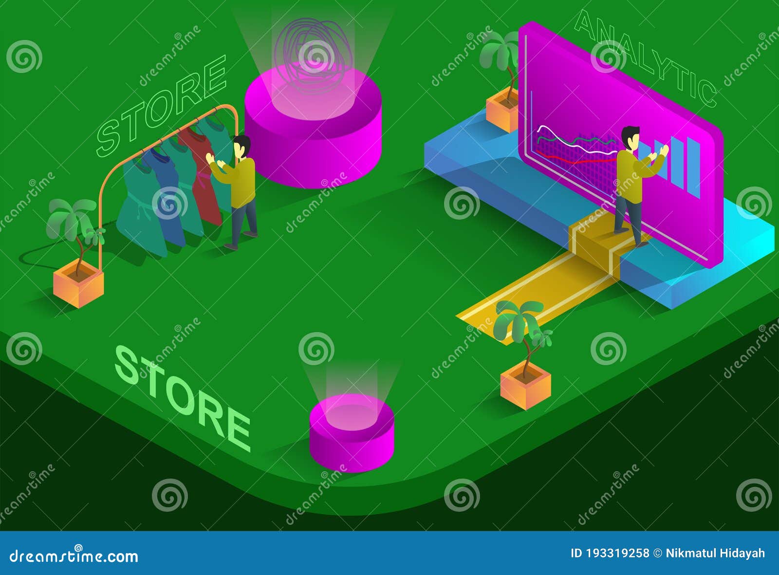 Isometric 3D Store Fashion Vector Illustration, Indoor Concept Boutique ...