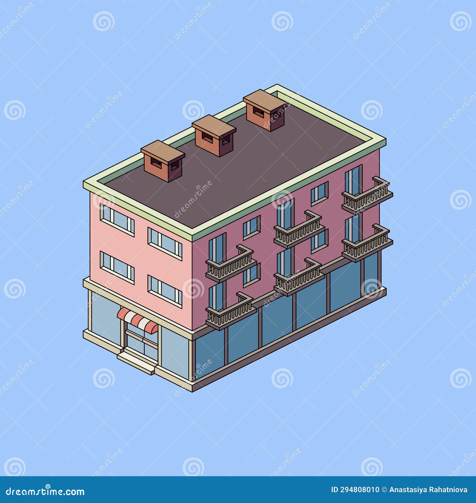 Isometric Building Isolated. Vector Illustration Stock Vector ...