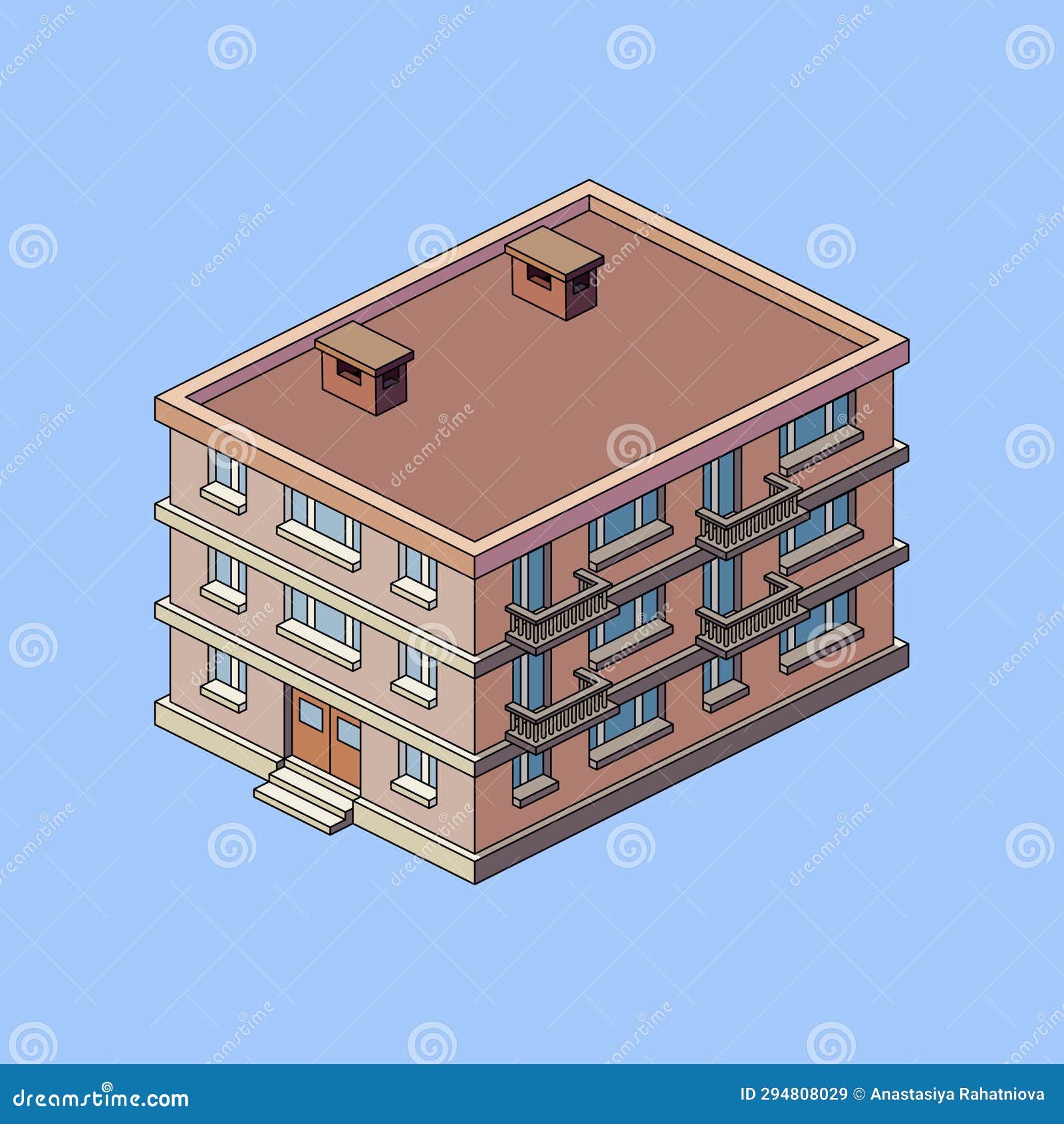 Isometric Building Isolated. Vector Illustration Stock Illustration ...