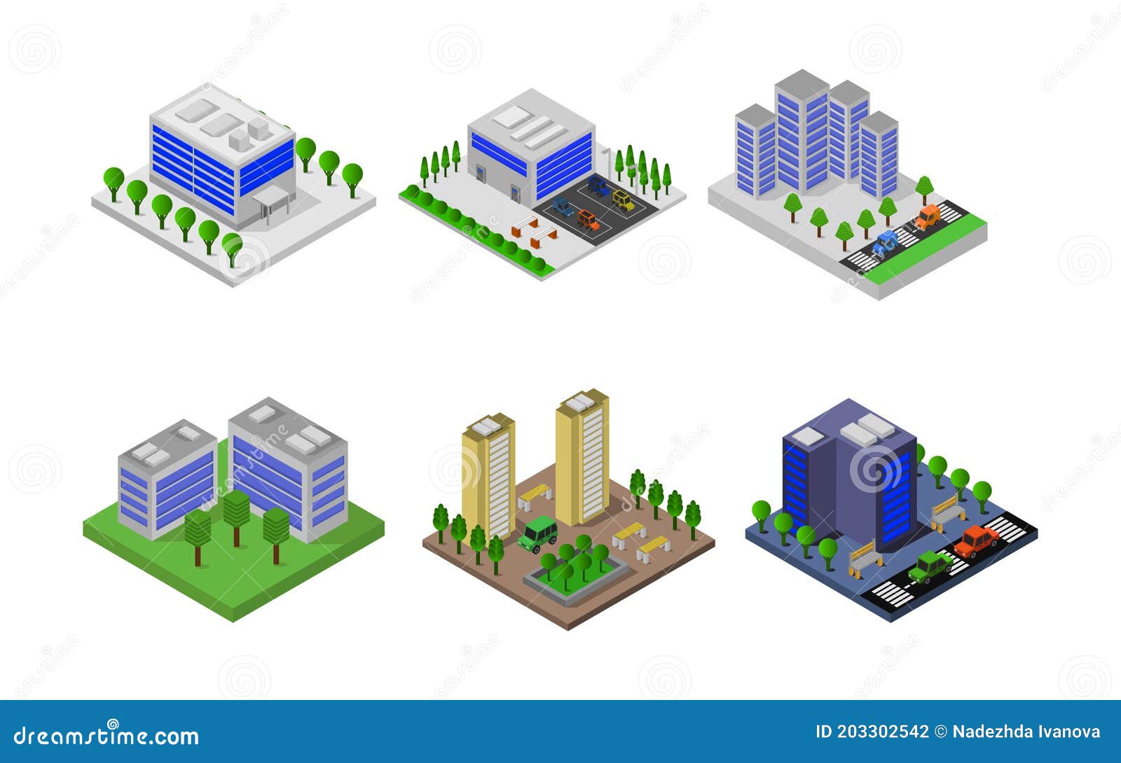 Isometric Building Set Vector Illustration Stock Illustration ...