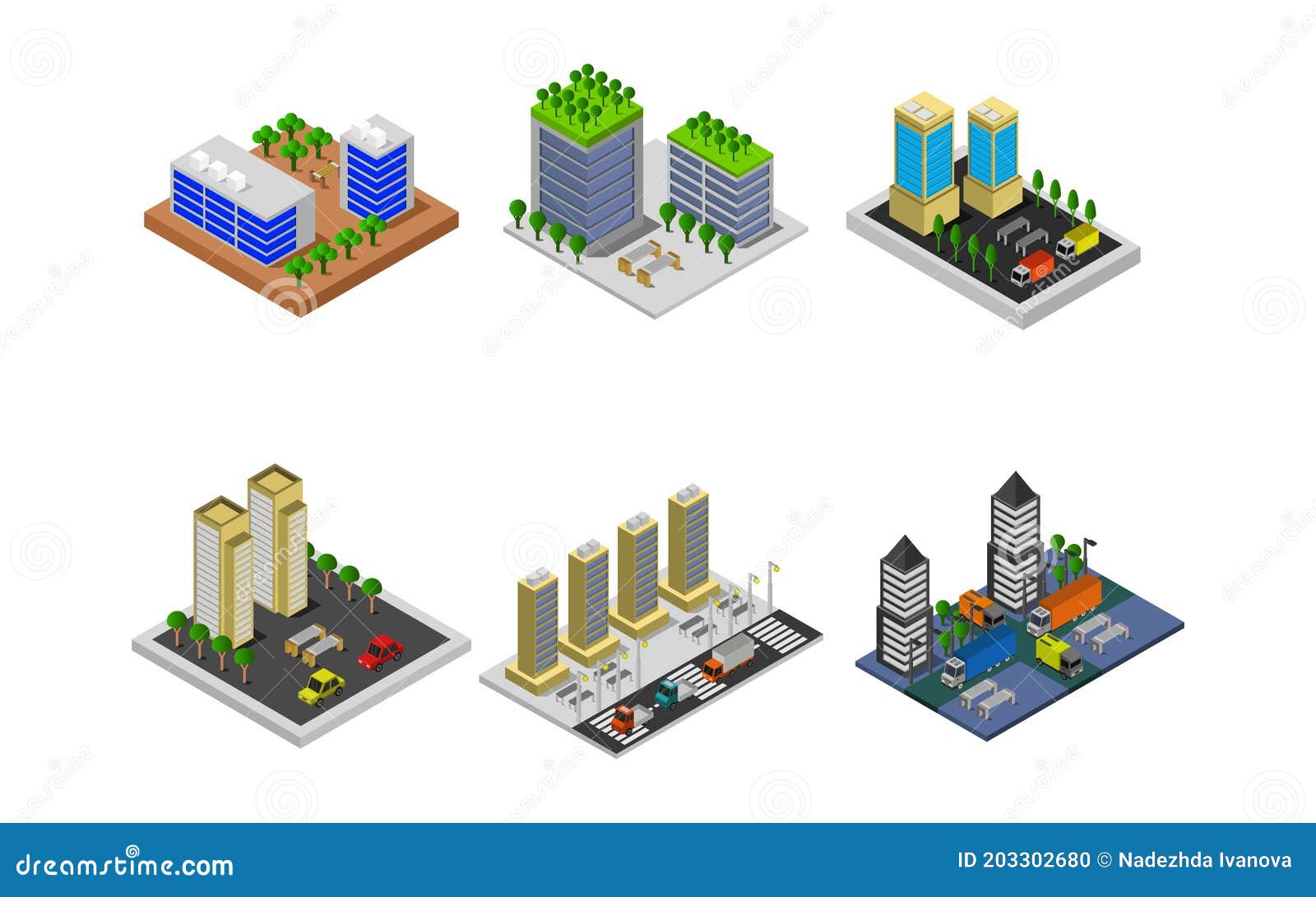 Isometric Building Set Vector Illustration Stock Illustration ...
