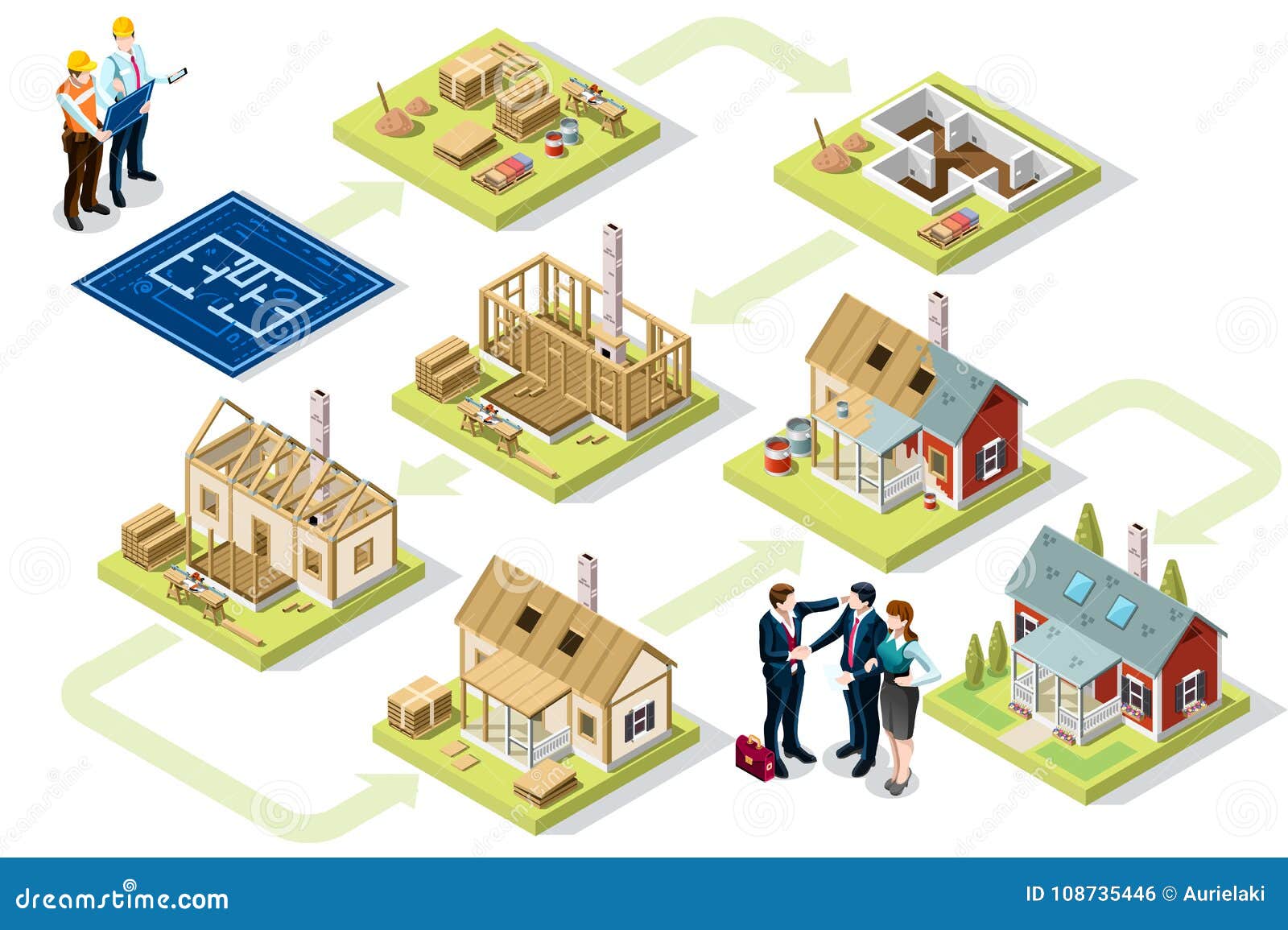 Isometric Building Wood Set Construction Materials Stock Vector ...
