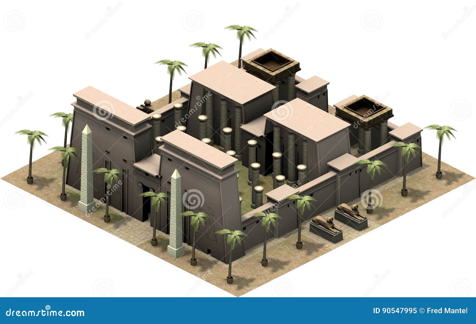 Isometric Buildings of Ancient Egypt, Great Temple Complex. 3D ...