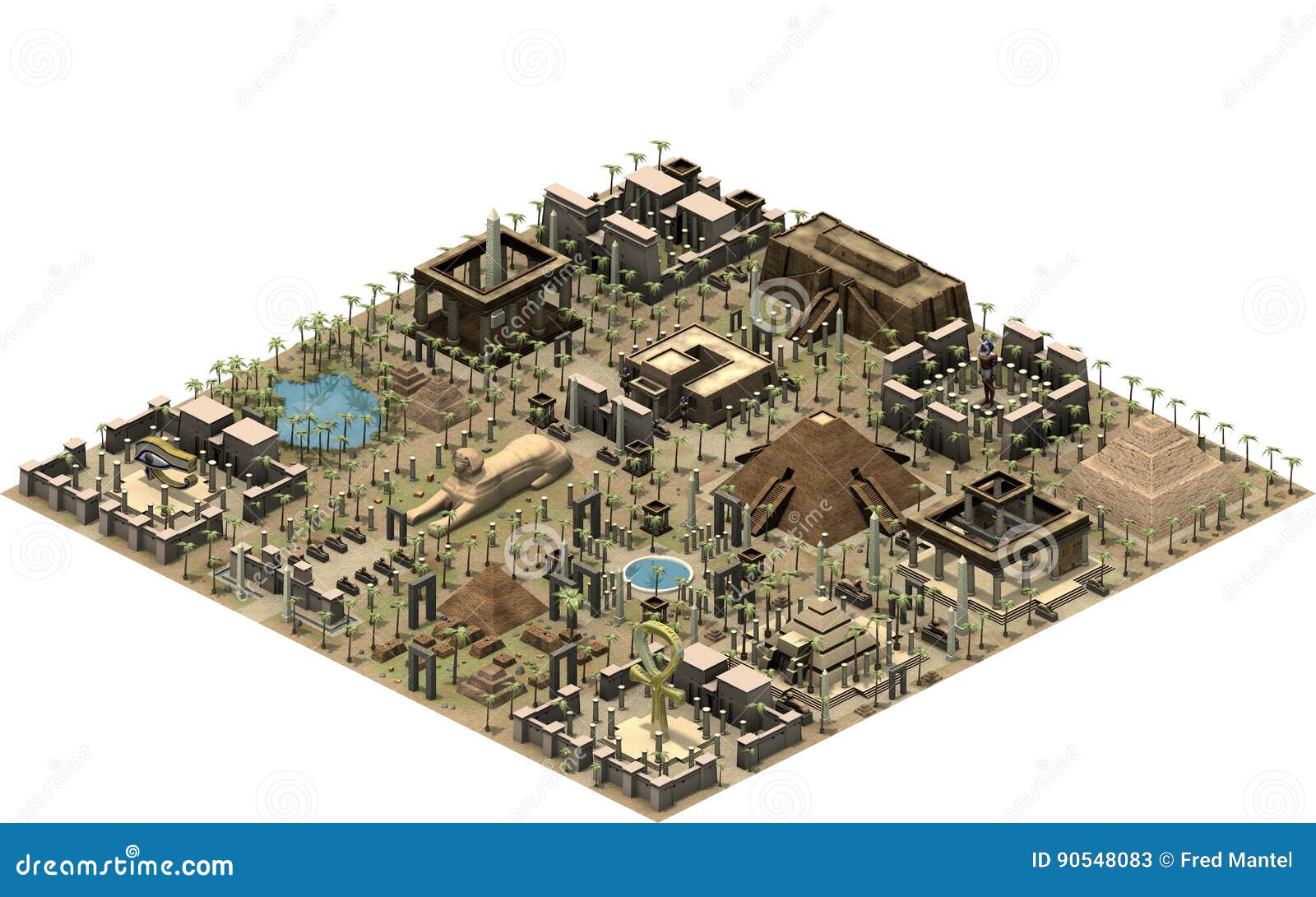 Isometric Buildings of Ancient Egypt, Platform with Old Architecture ...