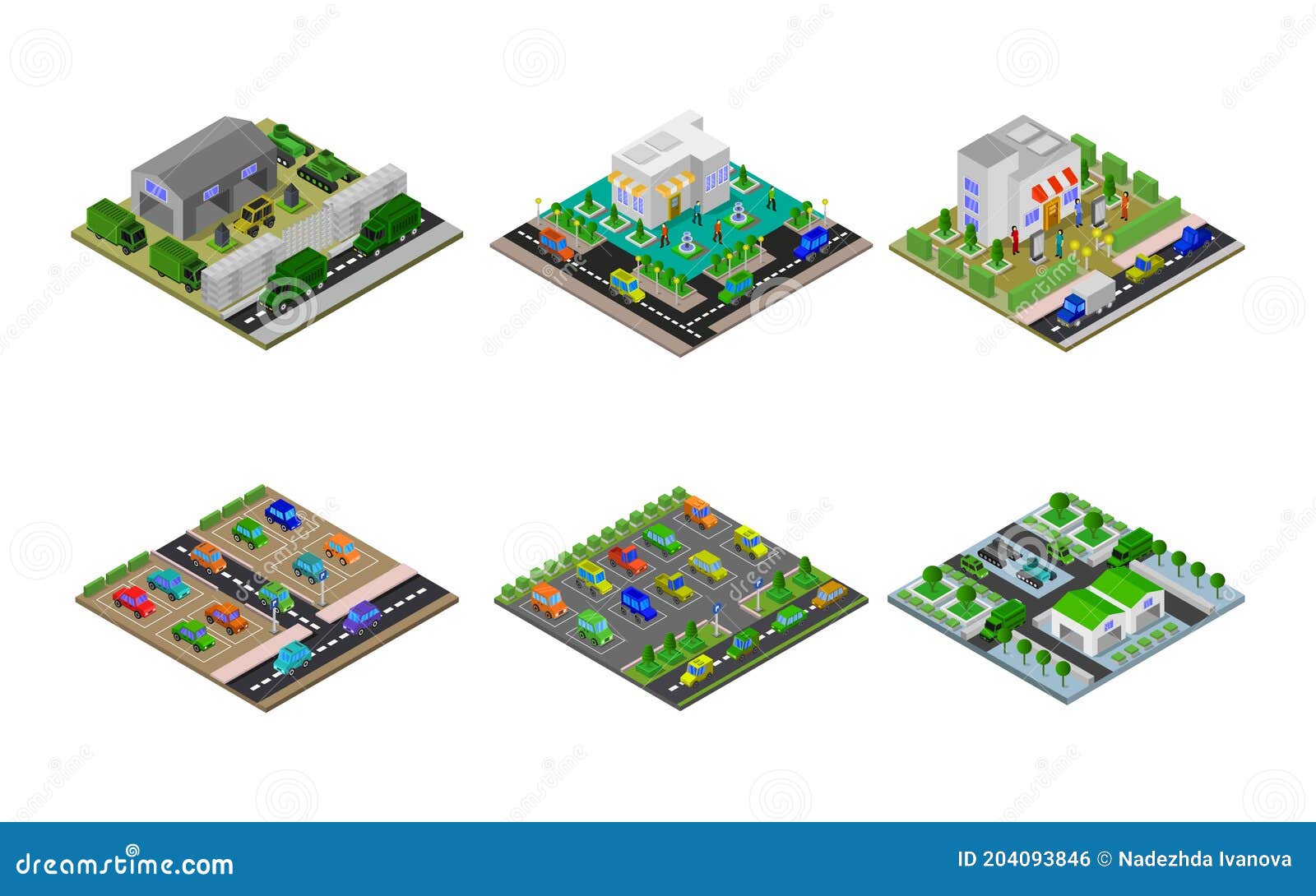 Isometric Buildings Set Vector Illustration Stock Illustration ...