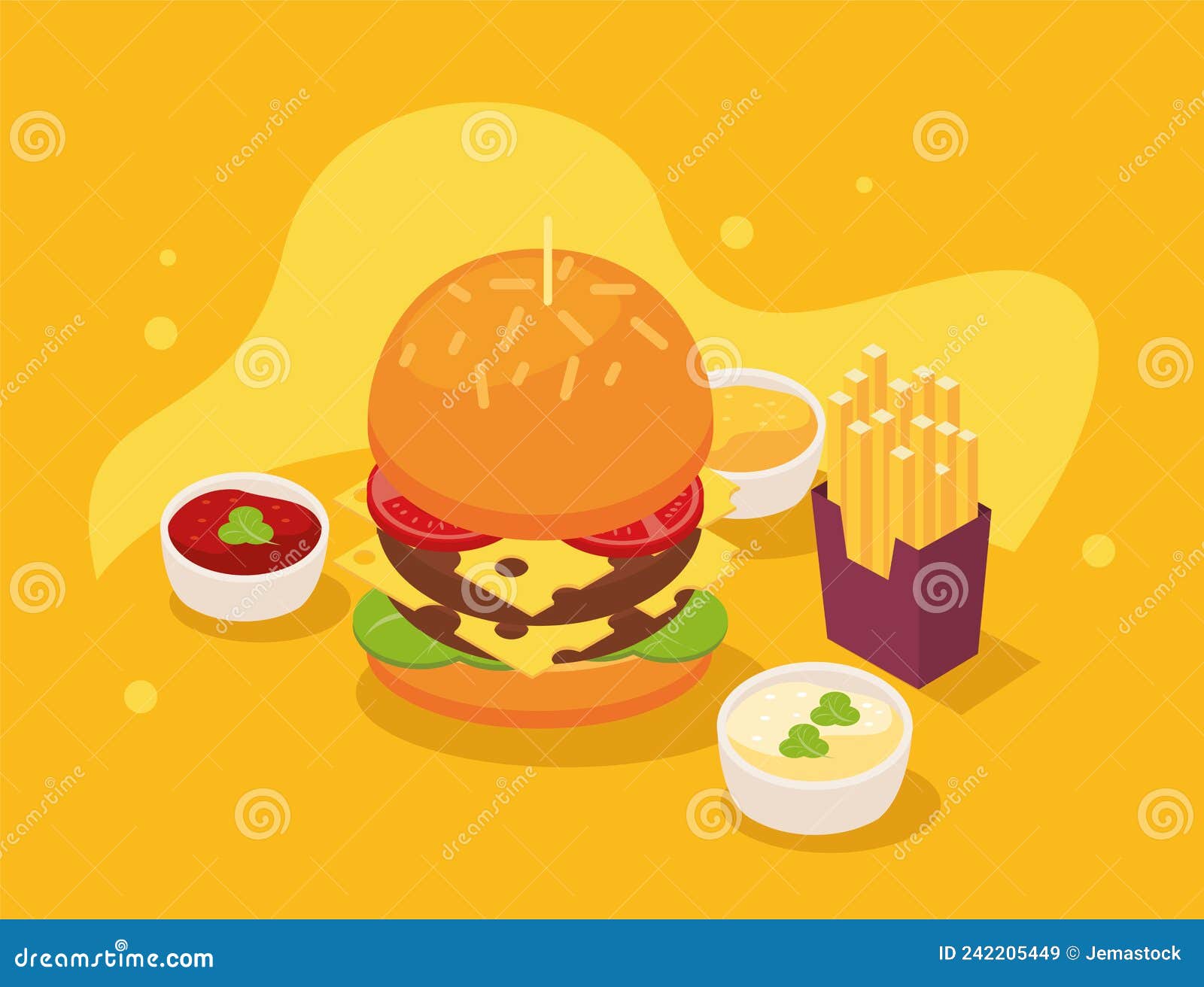 Isometric Burger and Sauces Stock Vector - Illustration of delicious ...