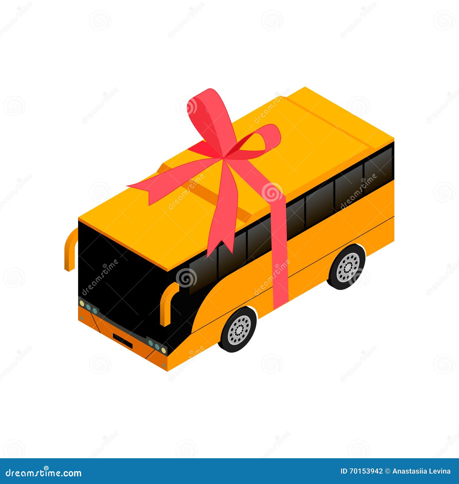 Isometric Bus With Ribbon Vector Illustration | CartoonDealer.com #70153942