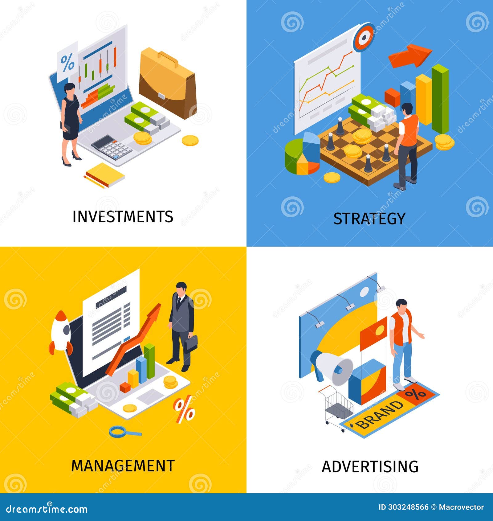 Isometric Business Concept Illustration Set Stock Illustration ...