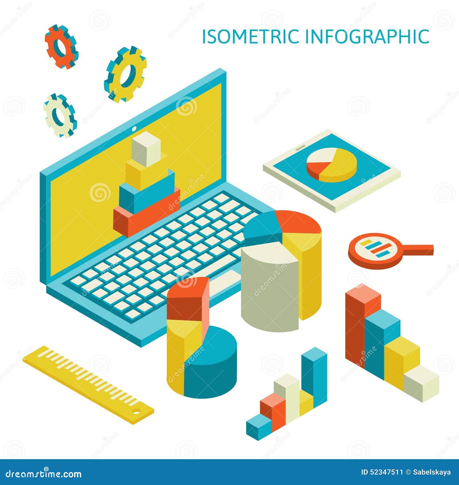 Isometric Business Finance Analytics, Chart Stock Vector - Illustration ...
