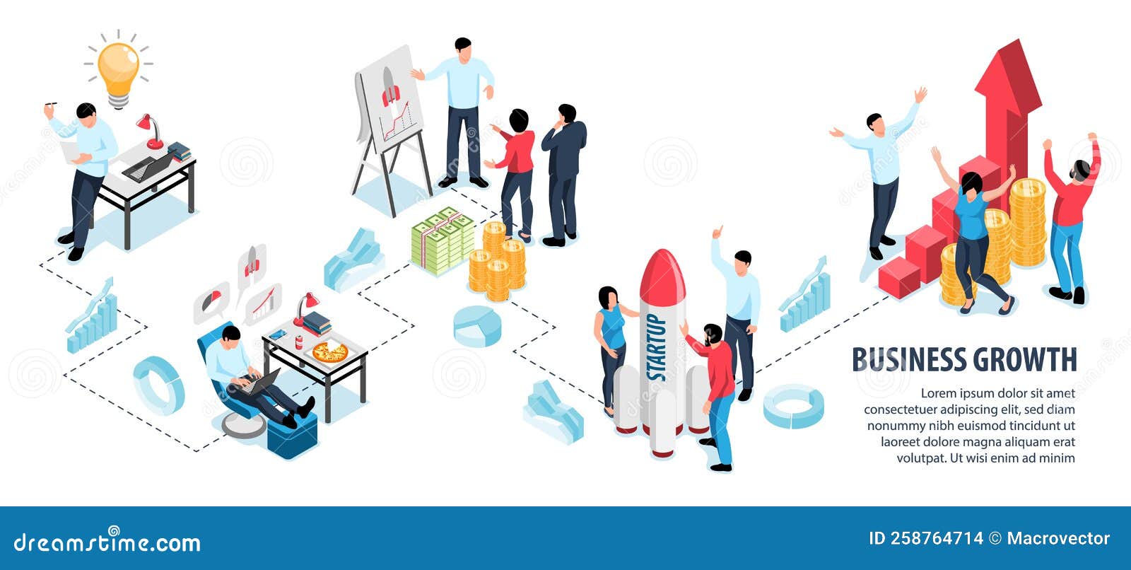 Isometric Business Growth Flowchart Stock Vector - Illustration of ...