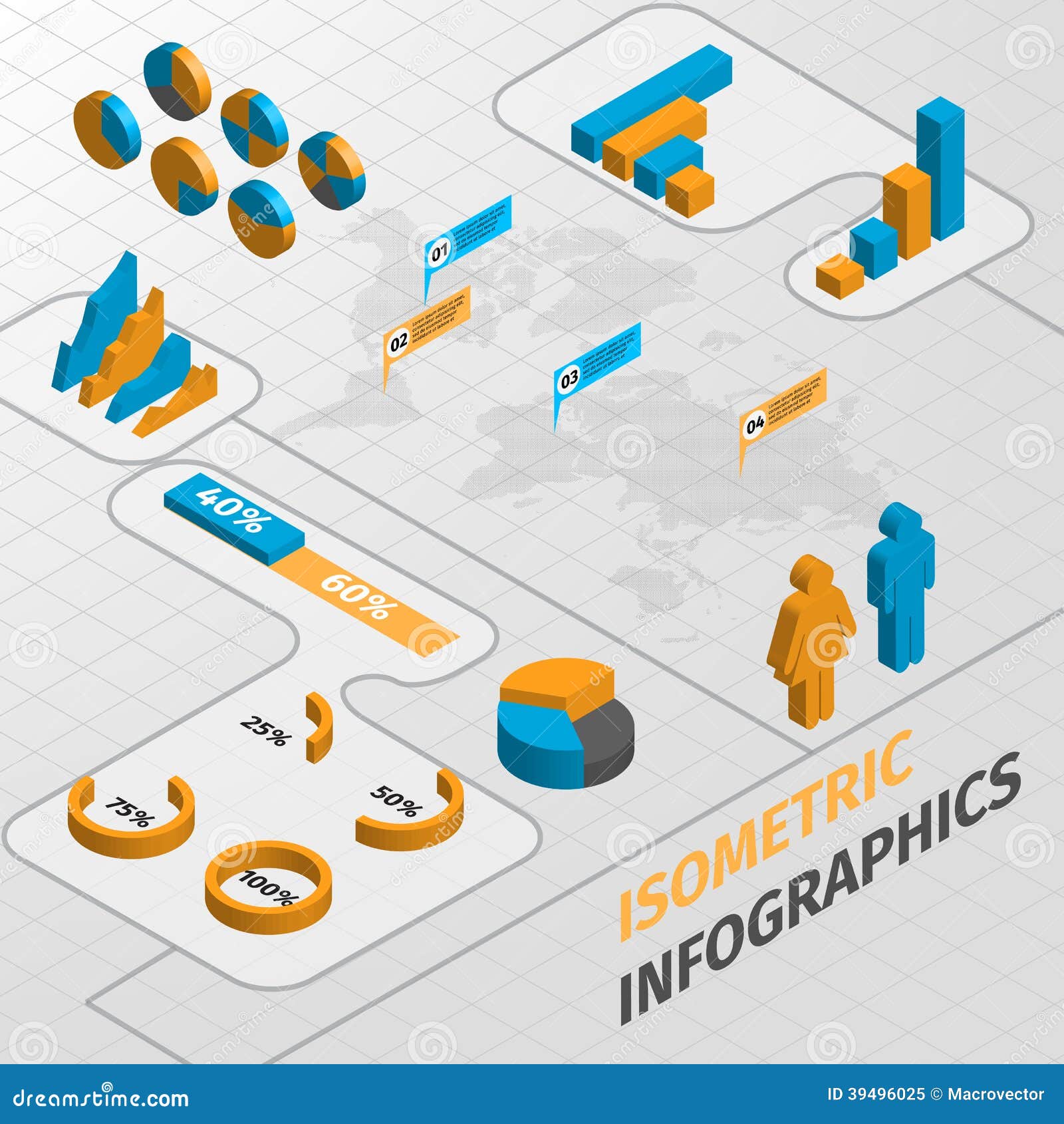 Isometric Business Infographics Design Elements Stock Vector ...