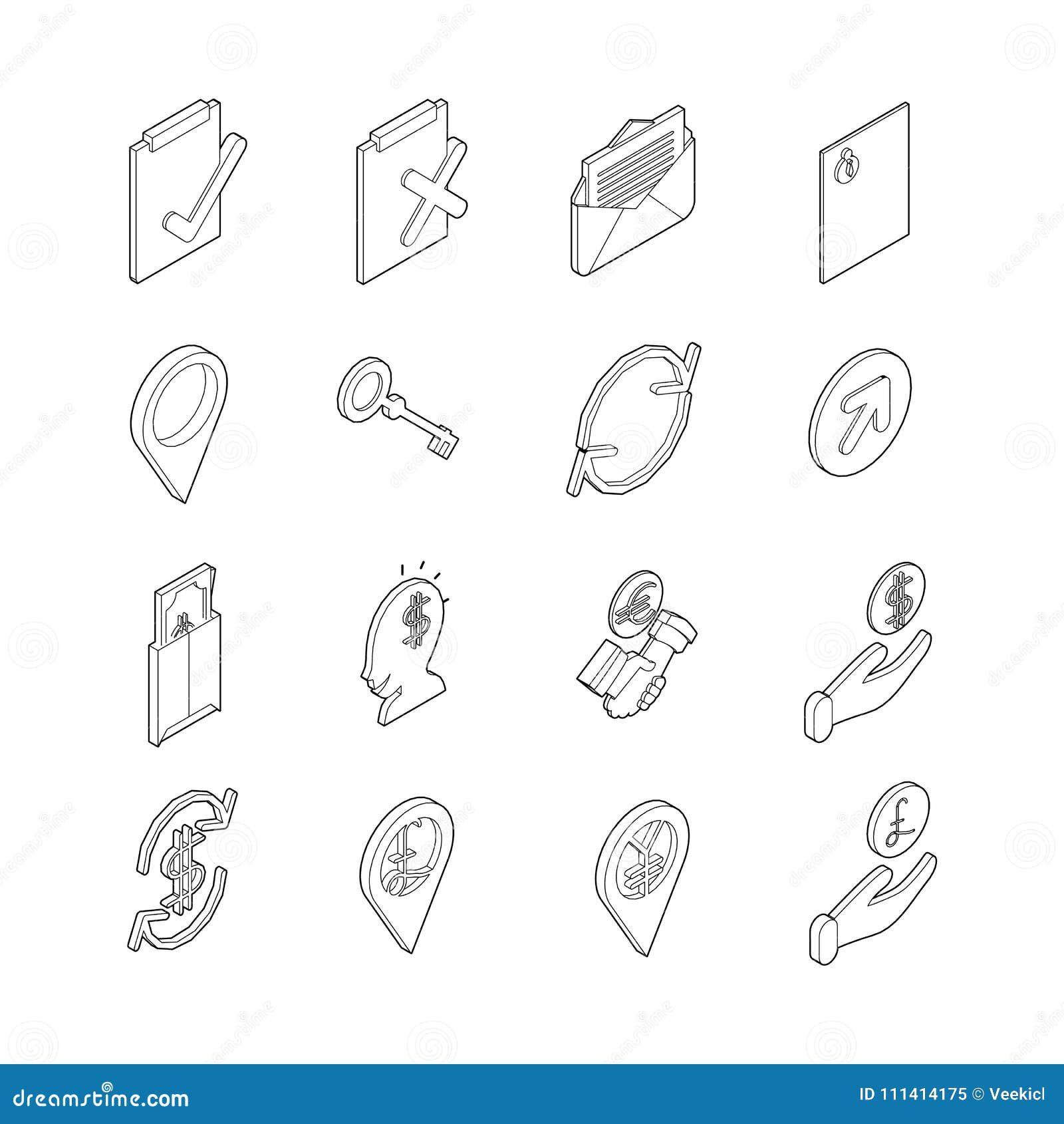 Isometric Business Line Icon 3D Illustration Vector Set Eps10 Stock ...