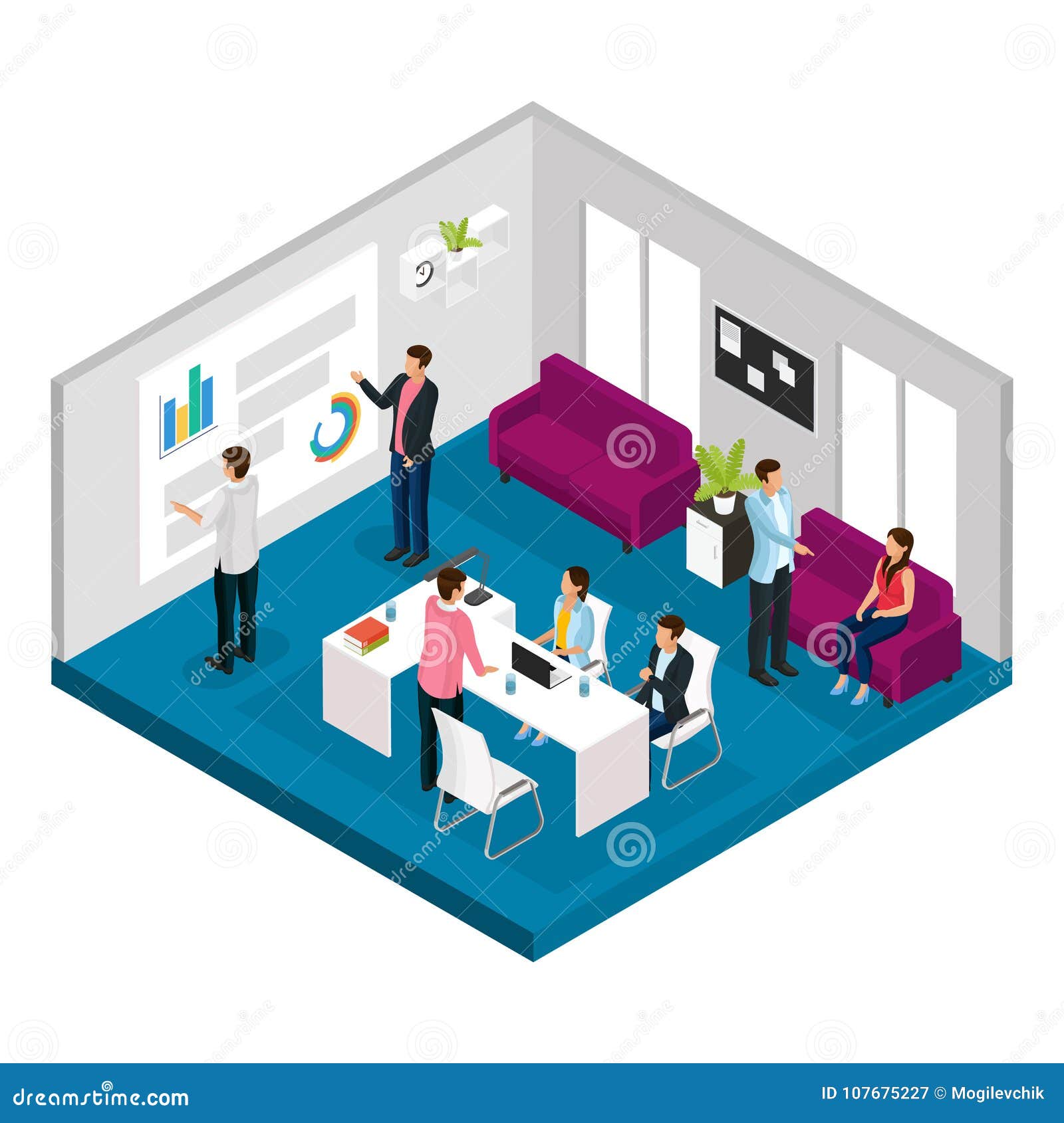 Isometric Business Meeting Concept Stock Vector - Illustration of ...