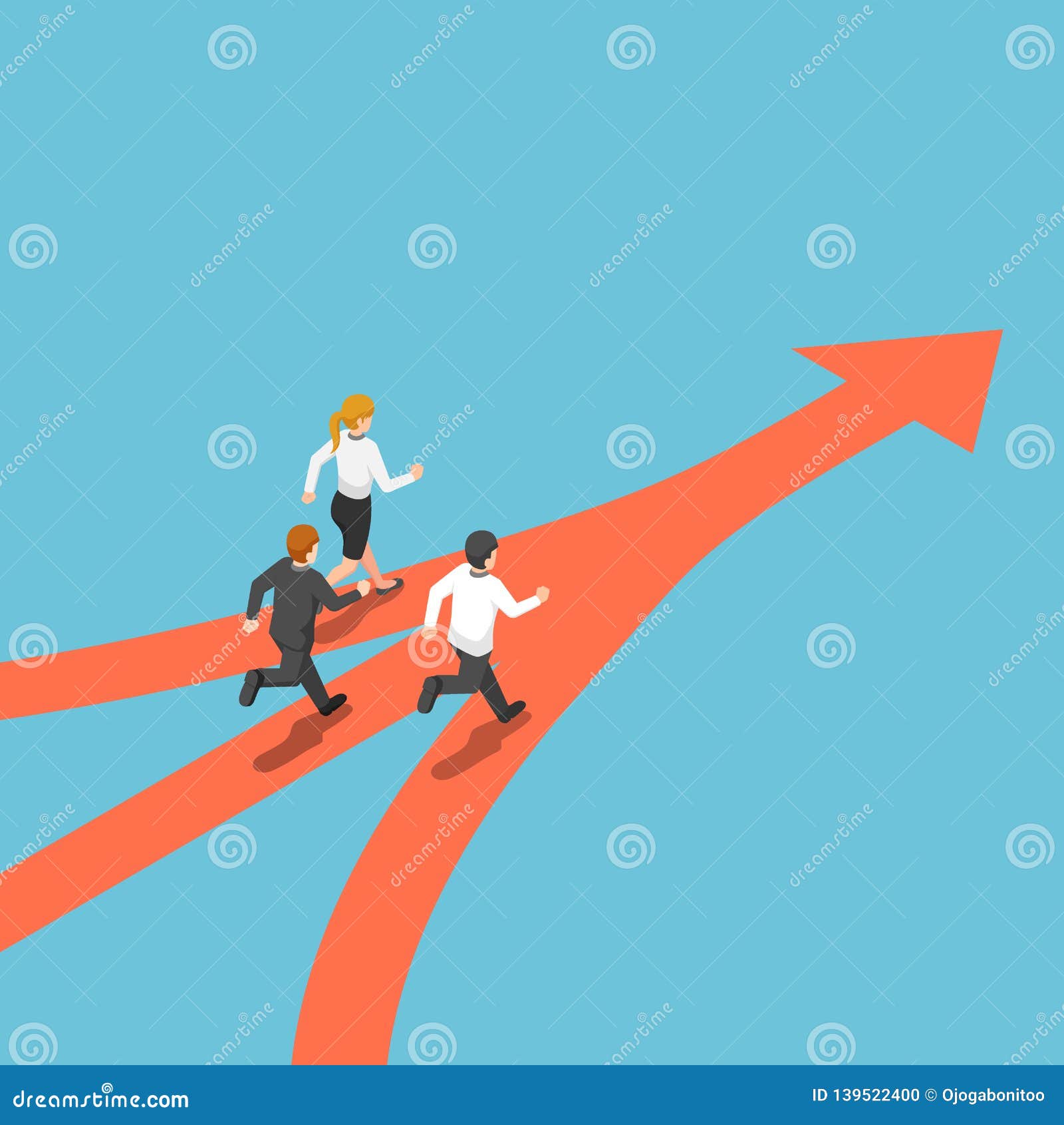 Isometric Business People Came from Different Way but Have Same Target ...