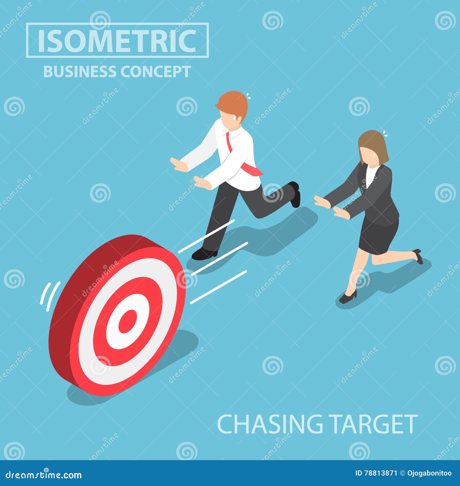 Isometric Business People Chasing the Target Stock Vector ...