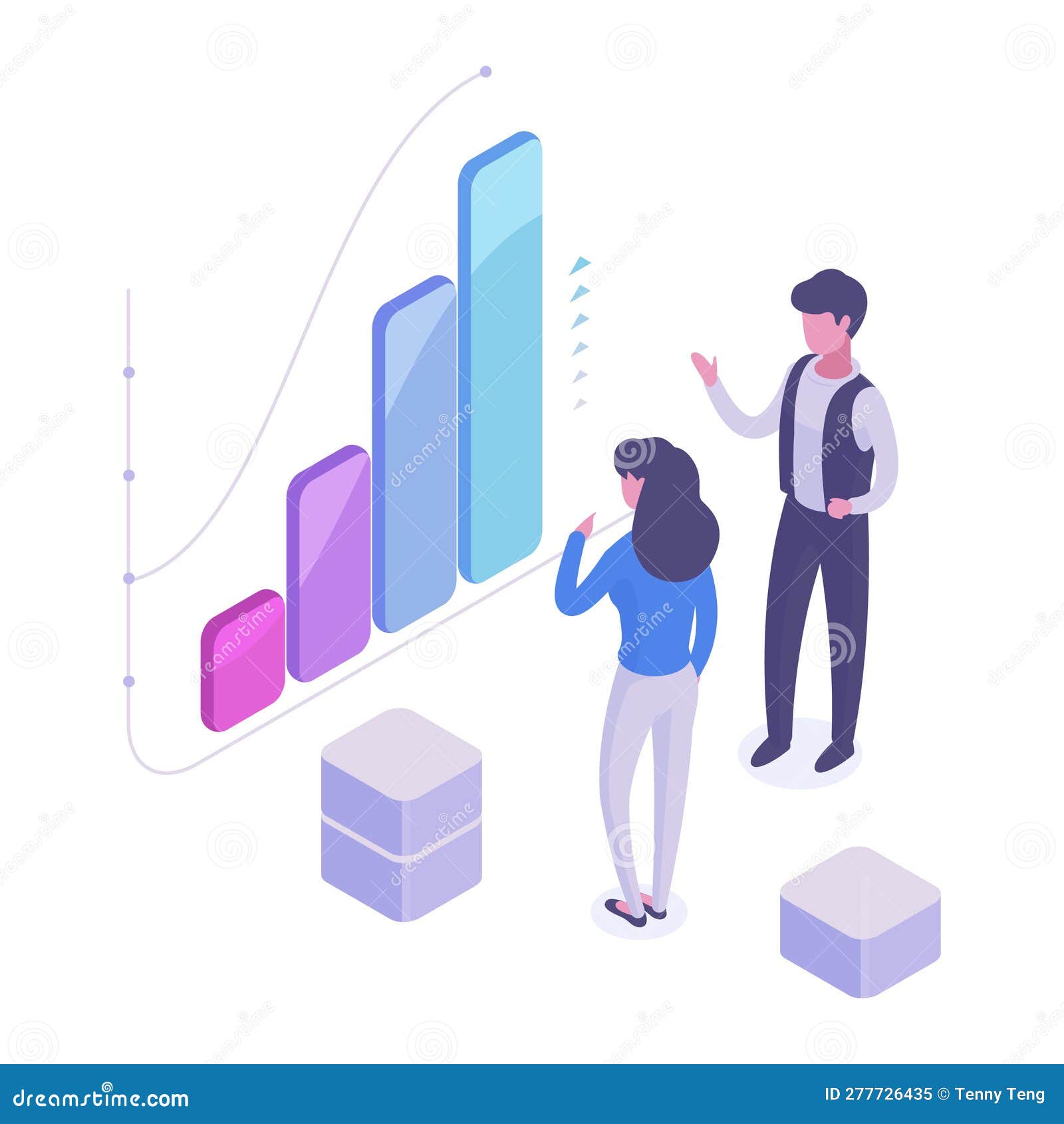 Isometric Business People Data Analysing. Chart Statistics Analysis, Office Workers Analysing ...