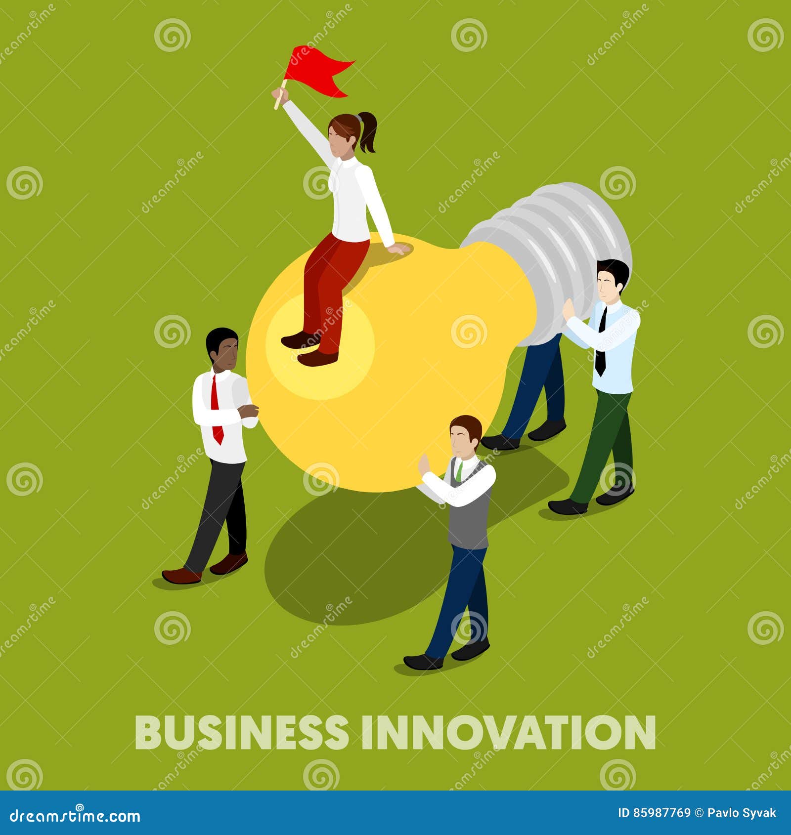 Isometric Business People Innovation Concept Stock Vector ...