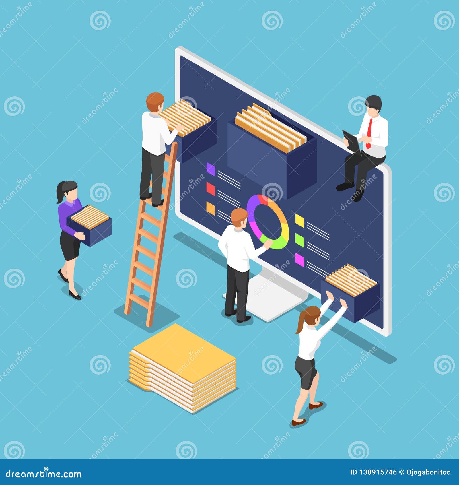 Isometric File Folder People Stock Illustrations – 389 Isometric File ...