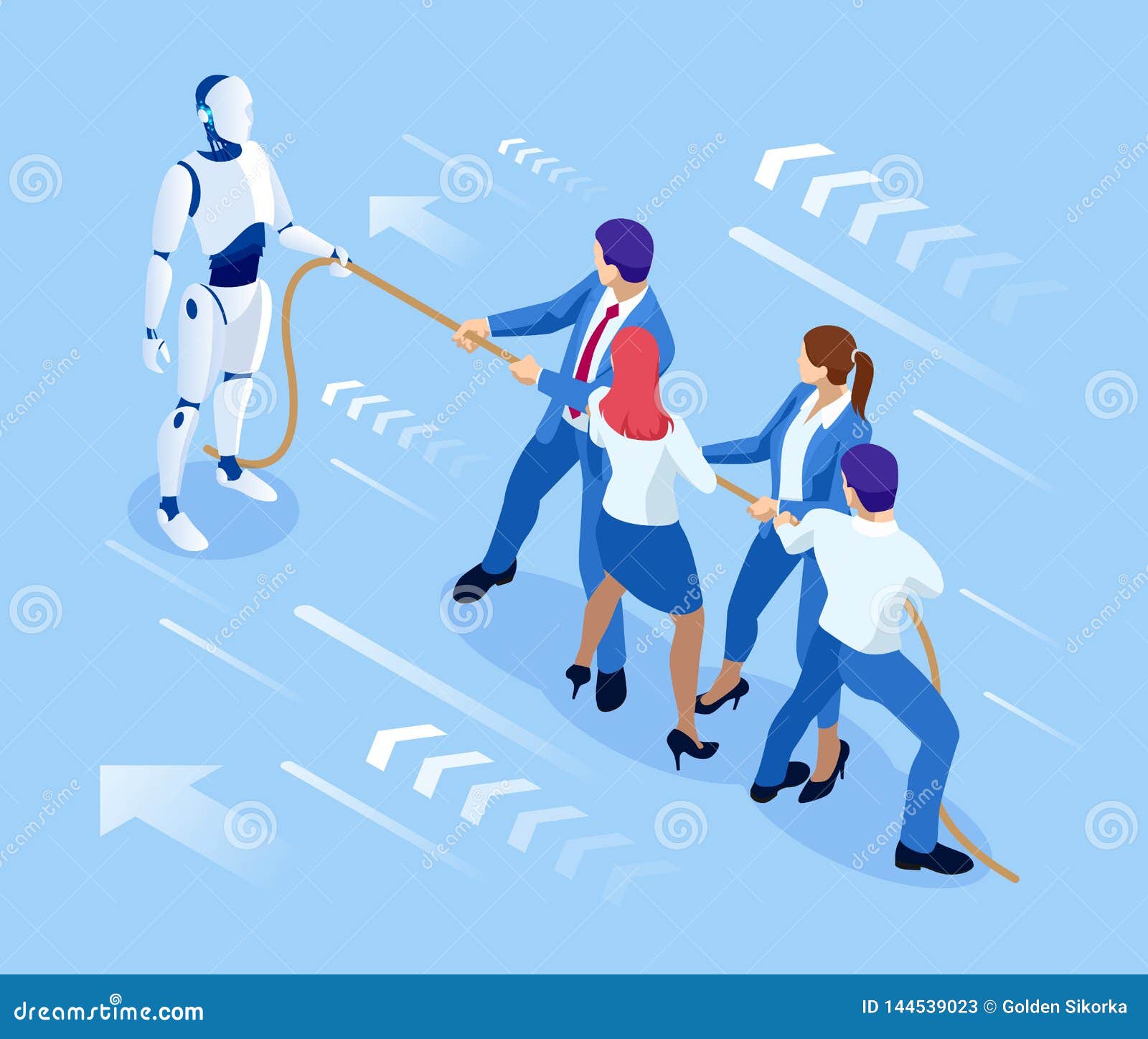 Business Rope Pulling. Tug War, People Confrontation Flat Concept ...