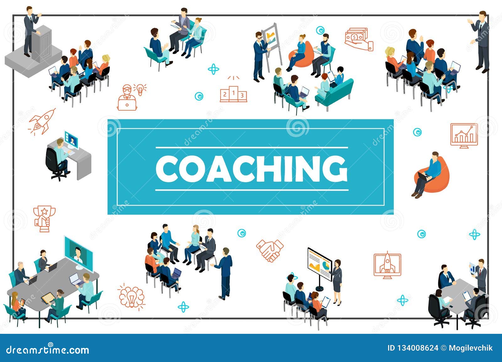 Isometric Business Training Concept Stock Vector - Illustration of ...