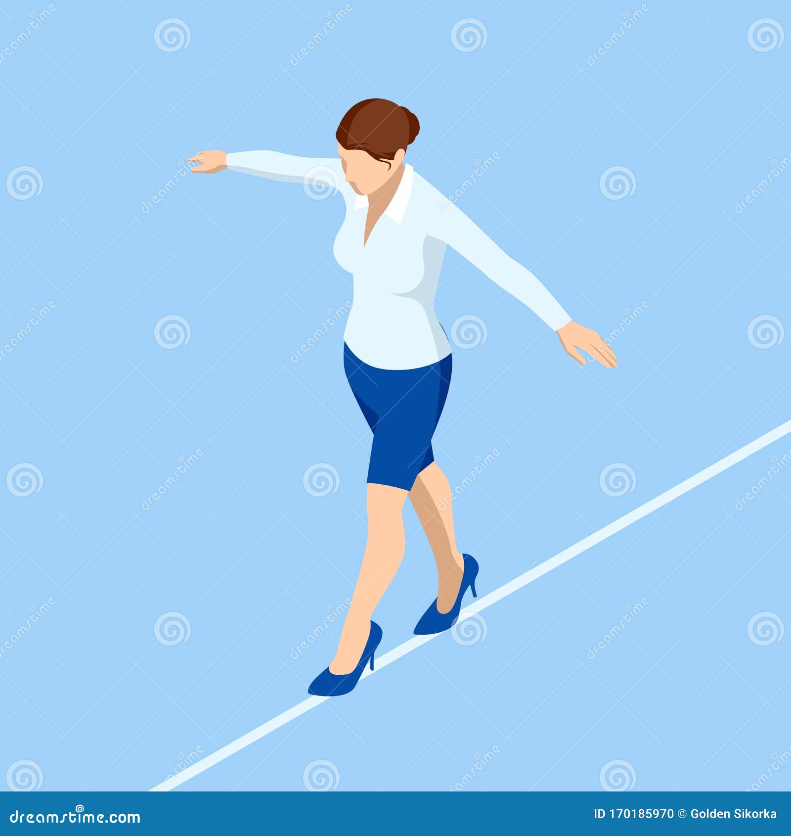 Woman Conquering Heights Flag Businesswoman Conqueror Female Character ...