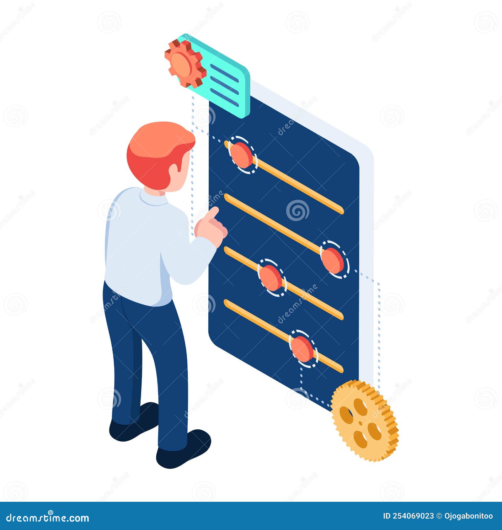 Isometric Businessman with Business Adjustment Panel Stock Vector ... Isometric Businessman with Business Adjustment Panel Stock Vector ...