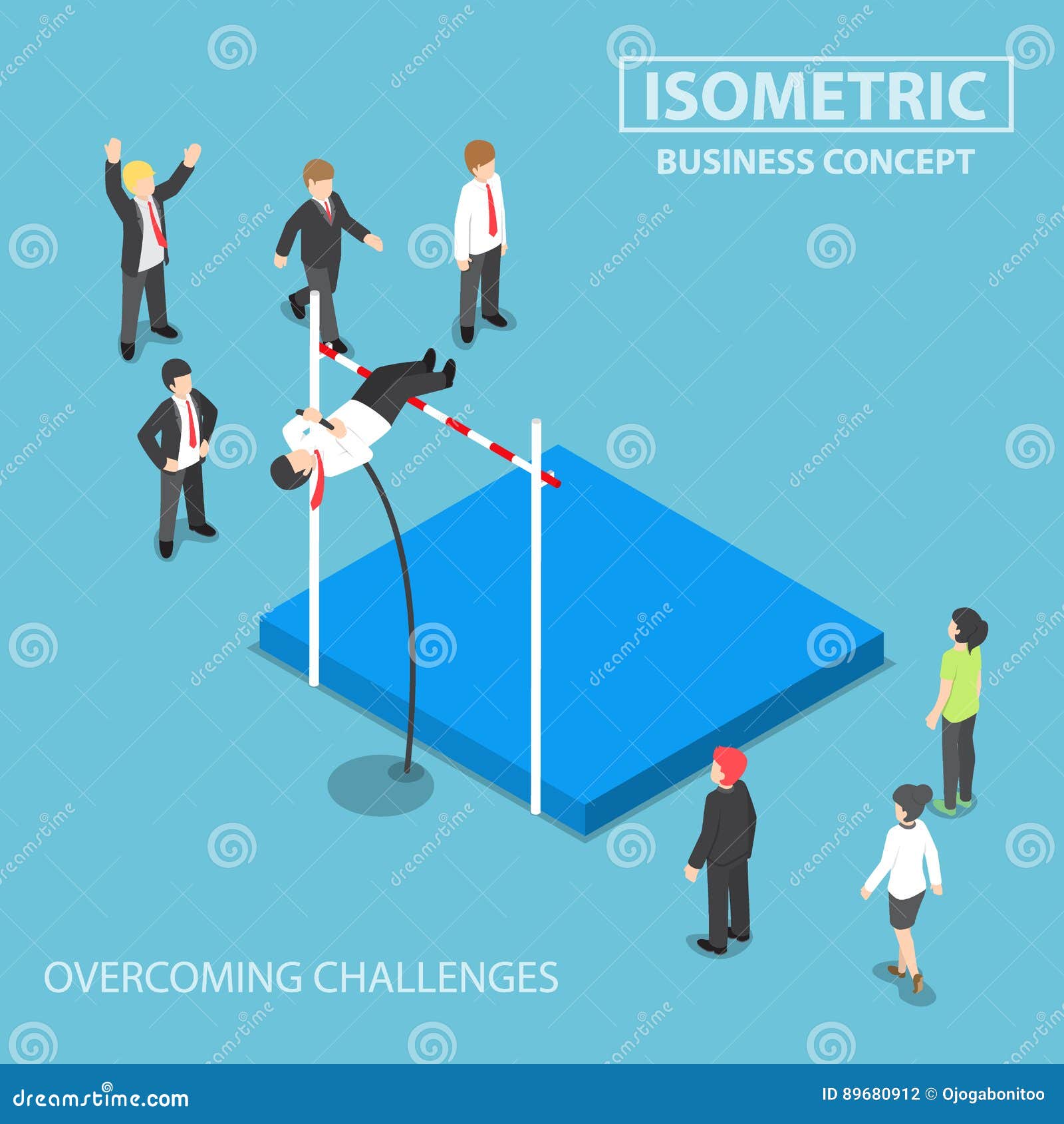 Isometric Businessman Doing the Pole Vault Stock Vector - Illustration ...