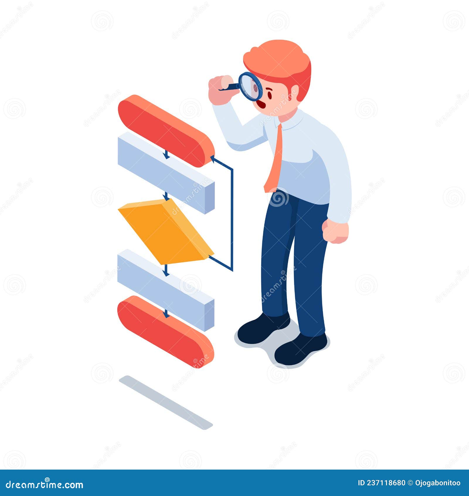 Looking At Flow Chart Drawn On Tablet. Business Process Diagram, Development Plan Under ...