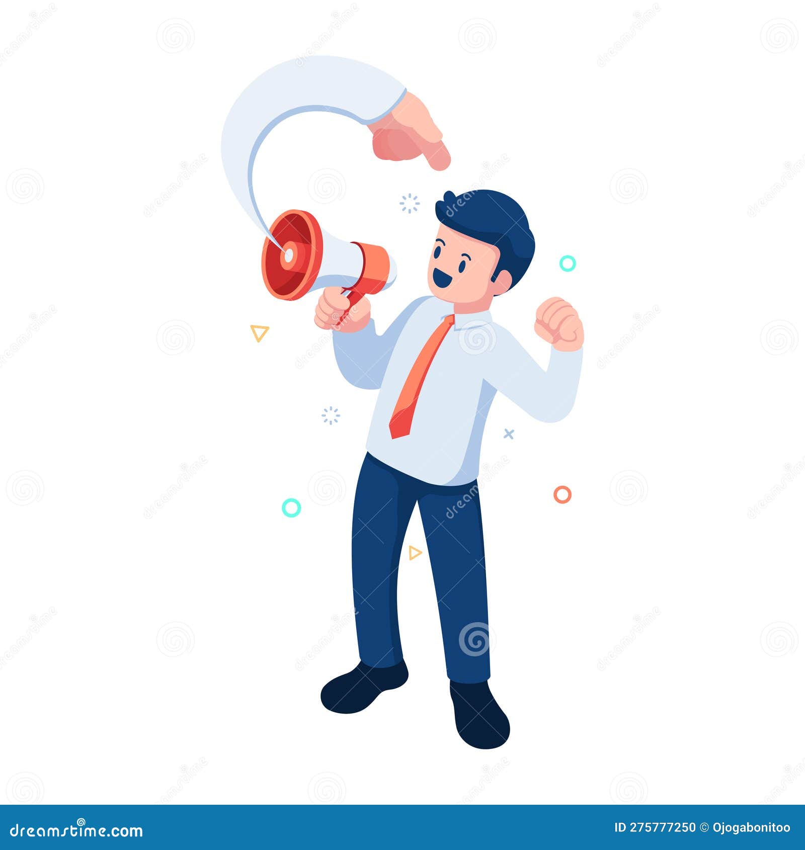 Isometric Businessman Promote Himself By Megaphone Vector Illustration ... Isometric Businessman Promote Himself By Megaphone Vector Illustration ...
