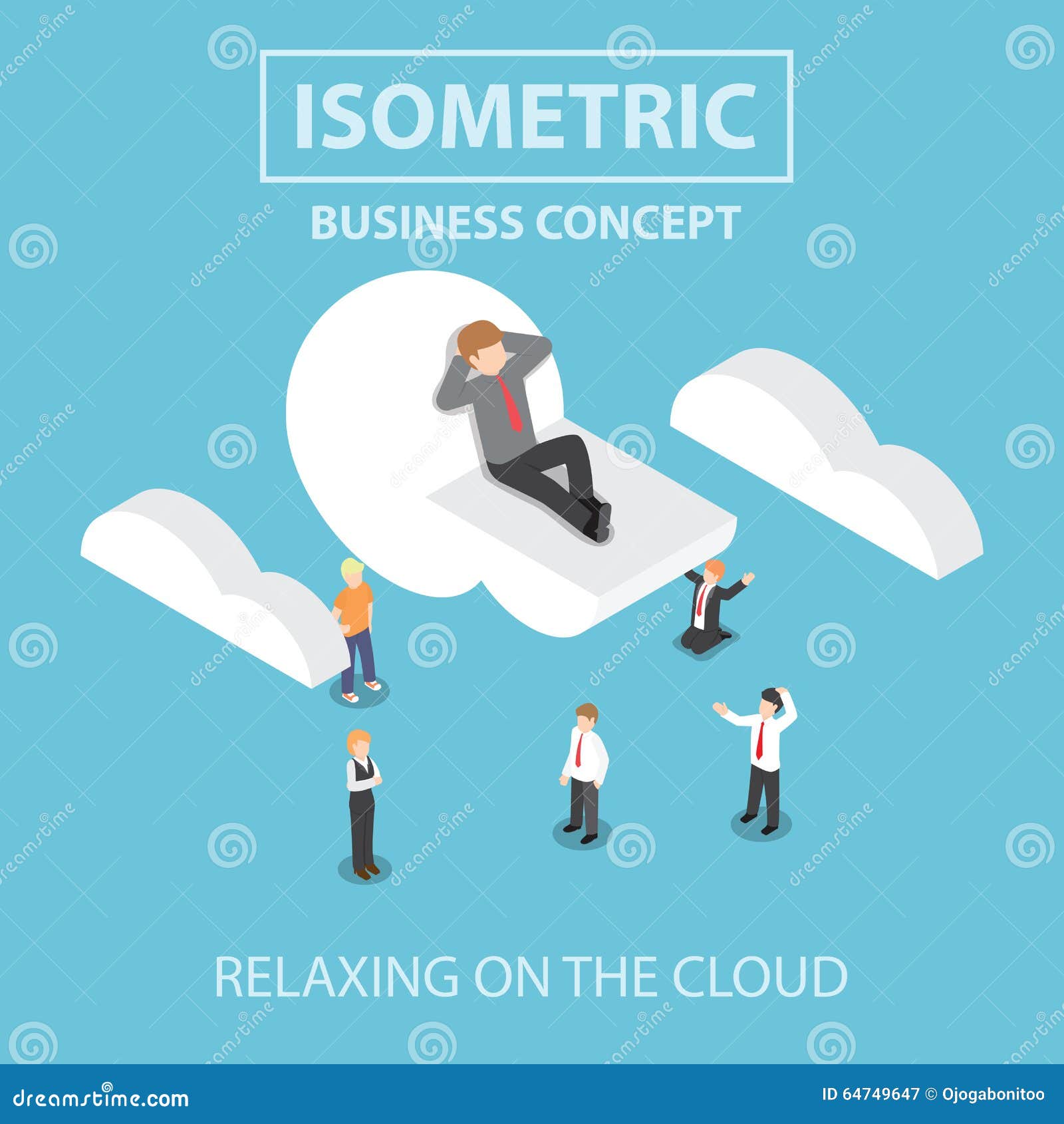 Isometric Businessman is Relaxing while Lying on a Cloud Stock Vector ...
