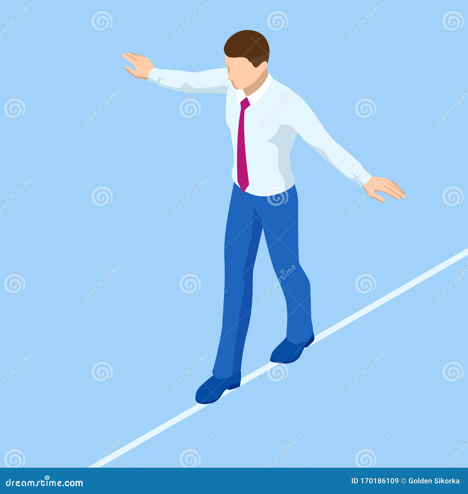 Isometric Businessman Tightrope Walker is on the Rope. Risk Challenge ... Isometric Businessman Tightrope Walker is on the Rope. Risk Challenge ...