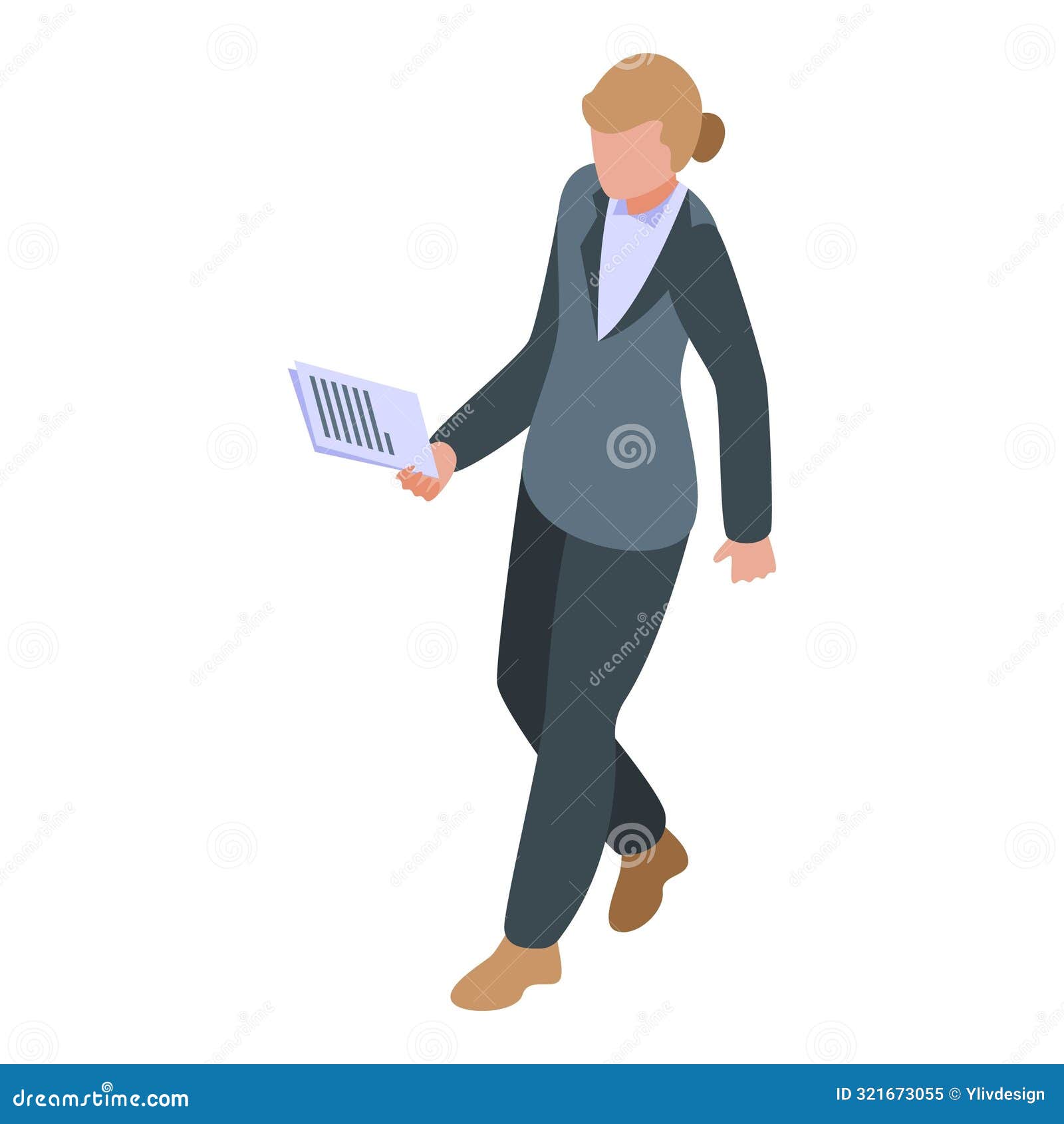 Isometric Businesswoman Walking and Holding Documents Stock Vector ...