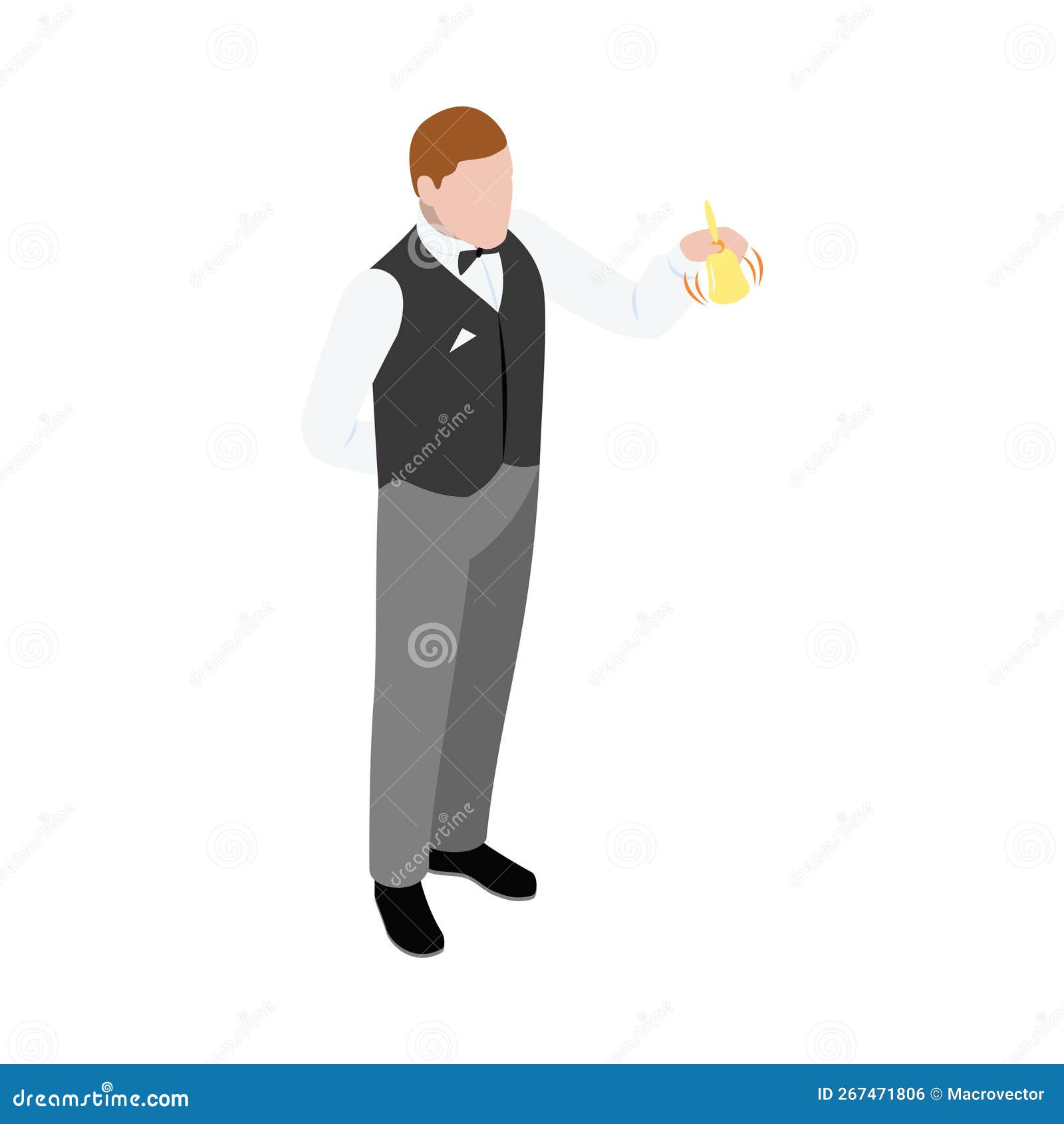 Isometric Butler Illustration Stock Vector - Illustration of service ...