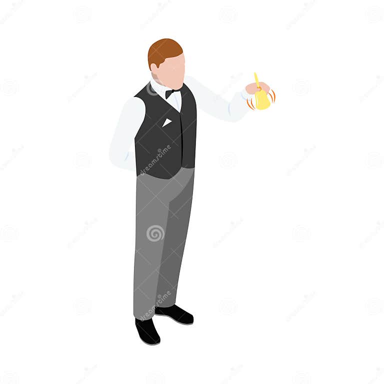 Isometric Butler Illustration Stock Vector - Illustration of service ...