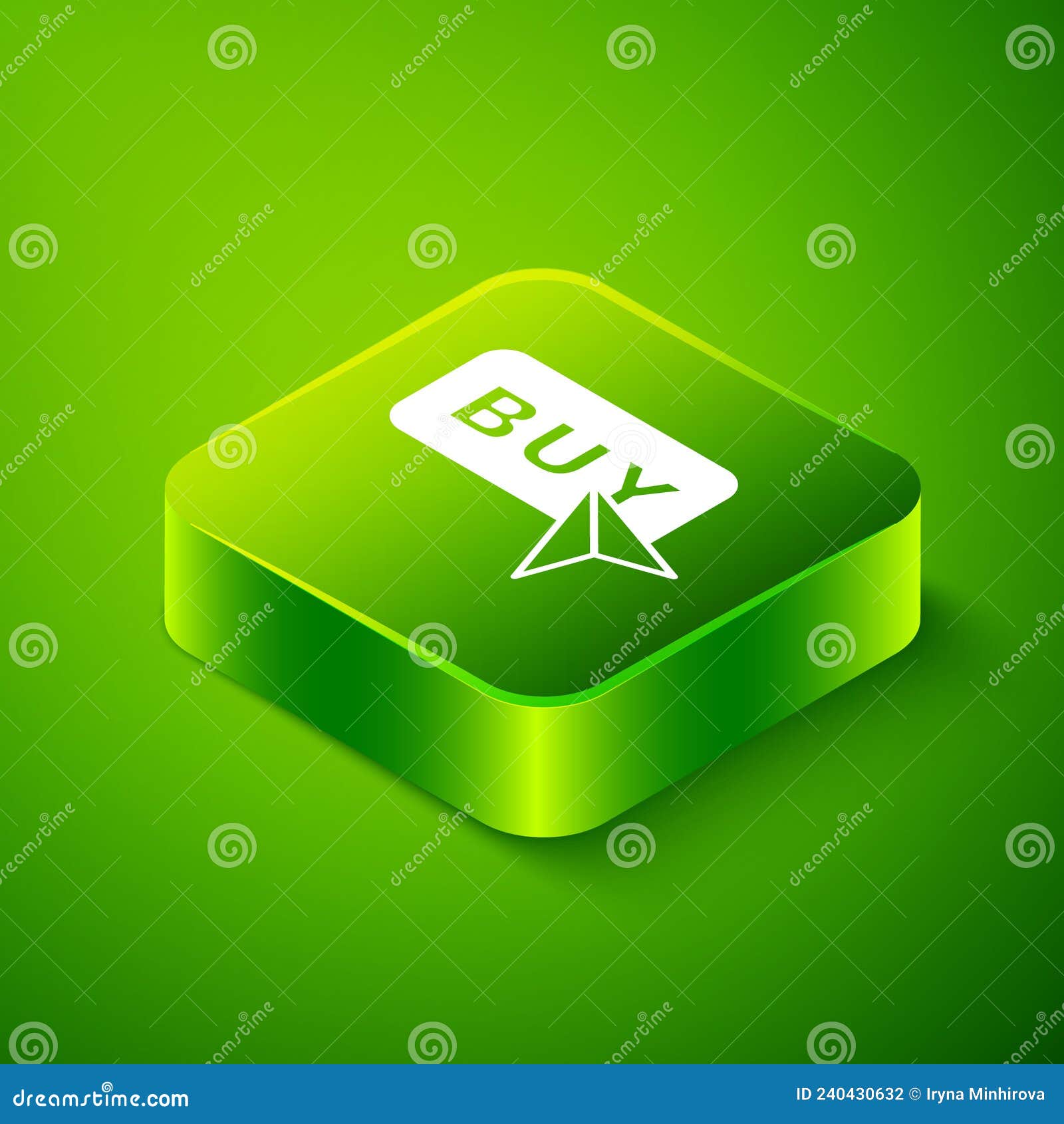 Isometric Buy Button Icon Isolated on Green Background. Green Square ...