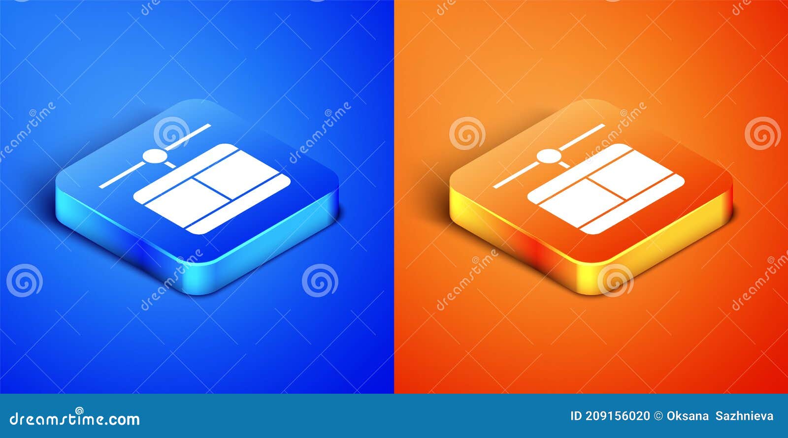 Isometric Cable Car Icon Isolated on Blue and Orange Background ...