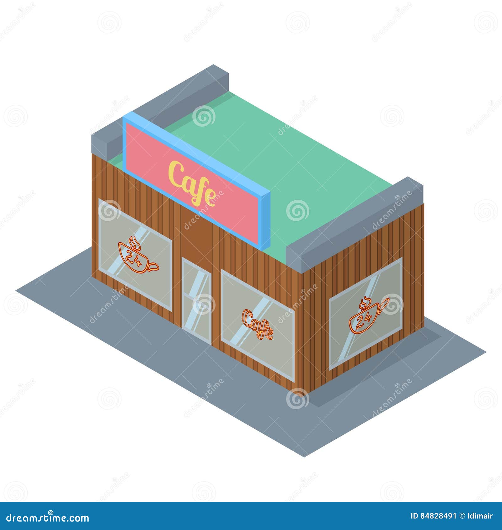 Isometric Cafe Building Icon Vector Illustration Stock Vector ...