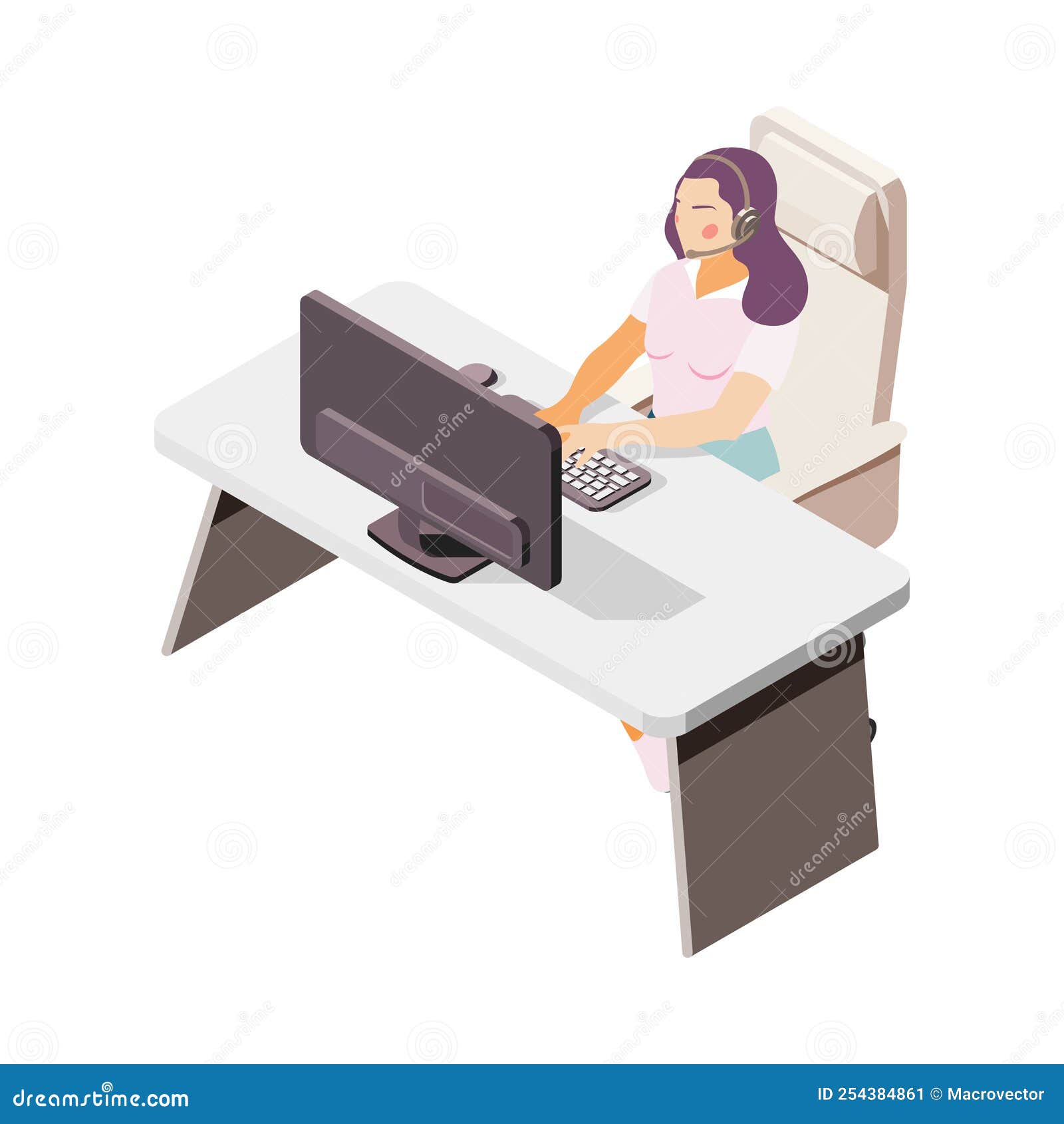 Isometric Call Center stock vector. Illustration of worker - 254384861