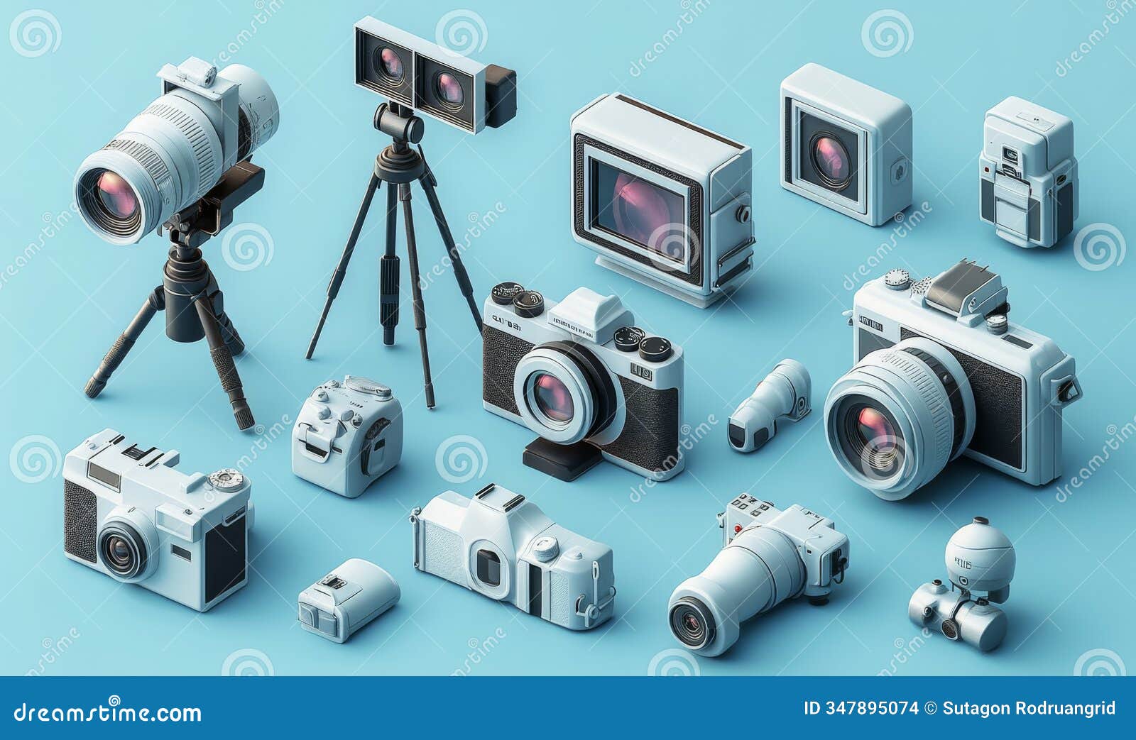 Isometric Camera with a Tripod, Photography or Video Creation, 3D Icon ...
