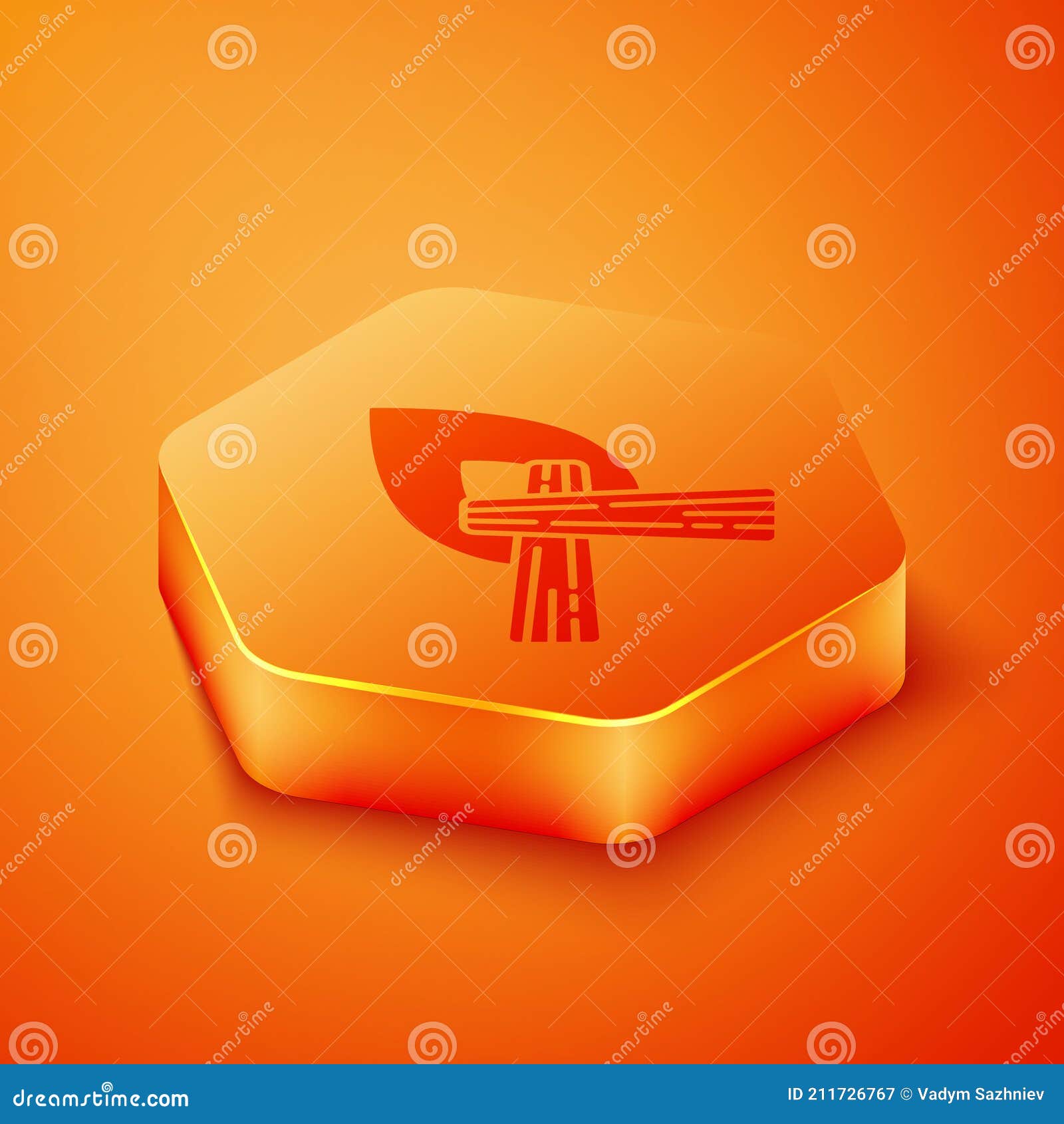 Isometric Campfire Icon Isolated on Orange Background. Burning Bonfire ...