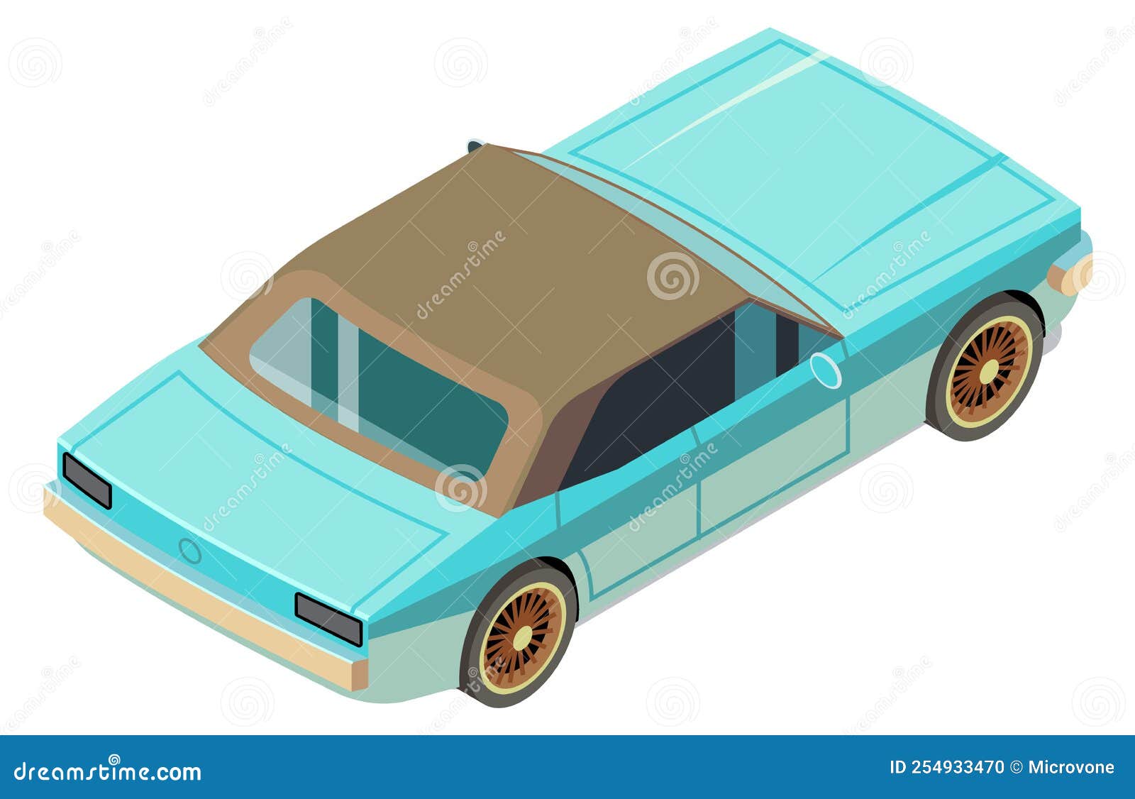 Isometric Car Back View. Old Auto Icon Stock Vector - Illustration of ...