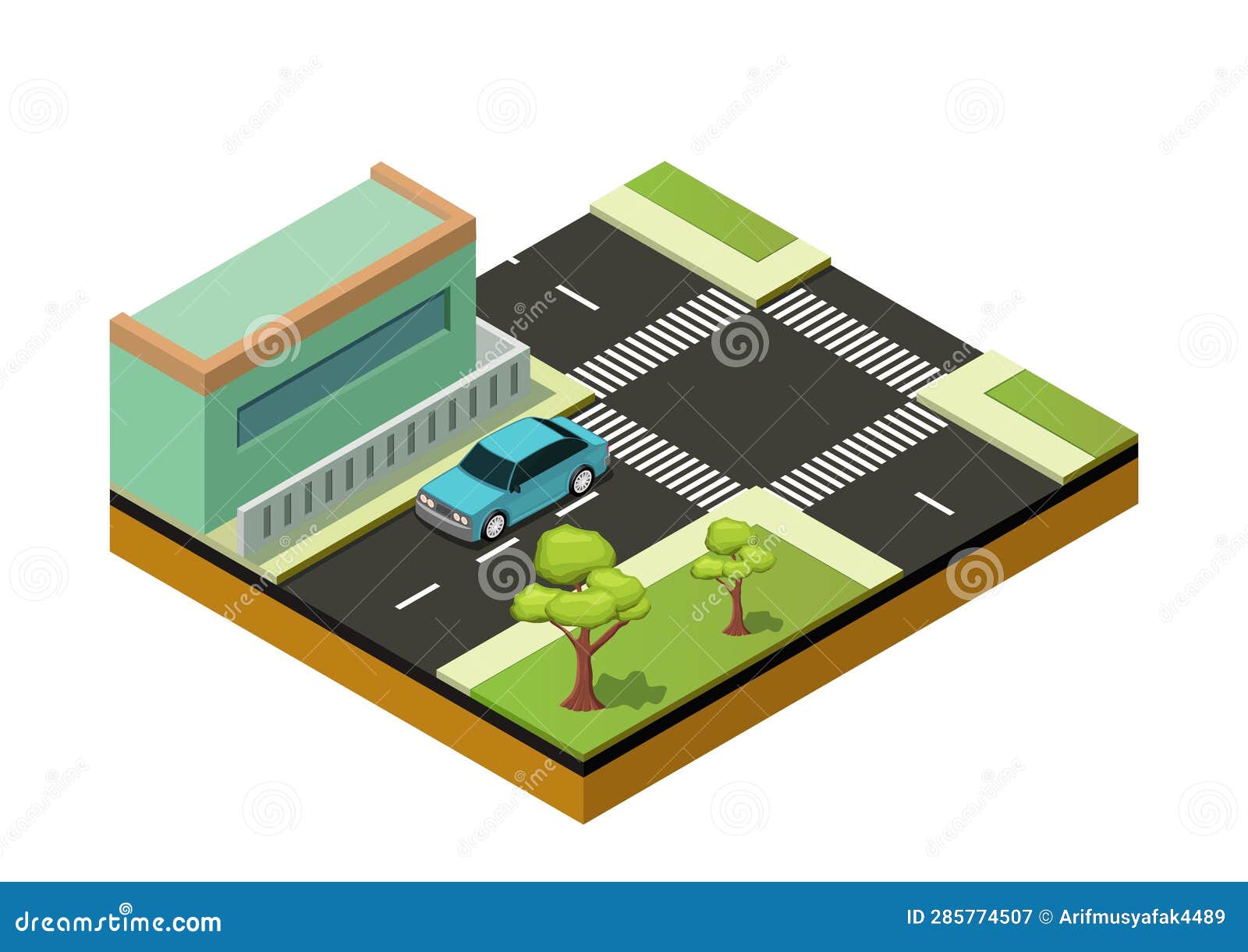 Isometric of a Car Driving on the Highway Stock Vector - Illustration ...